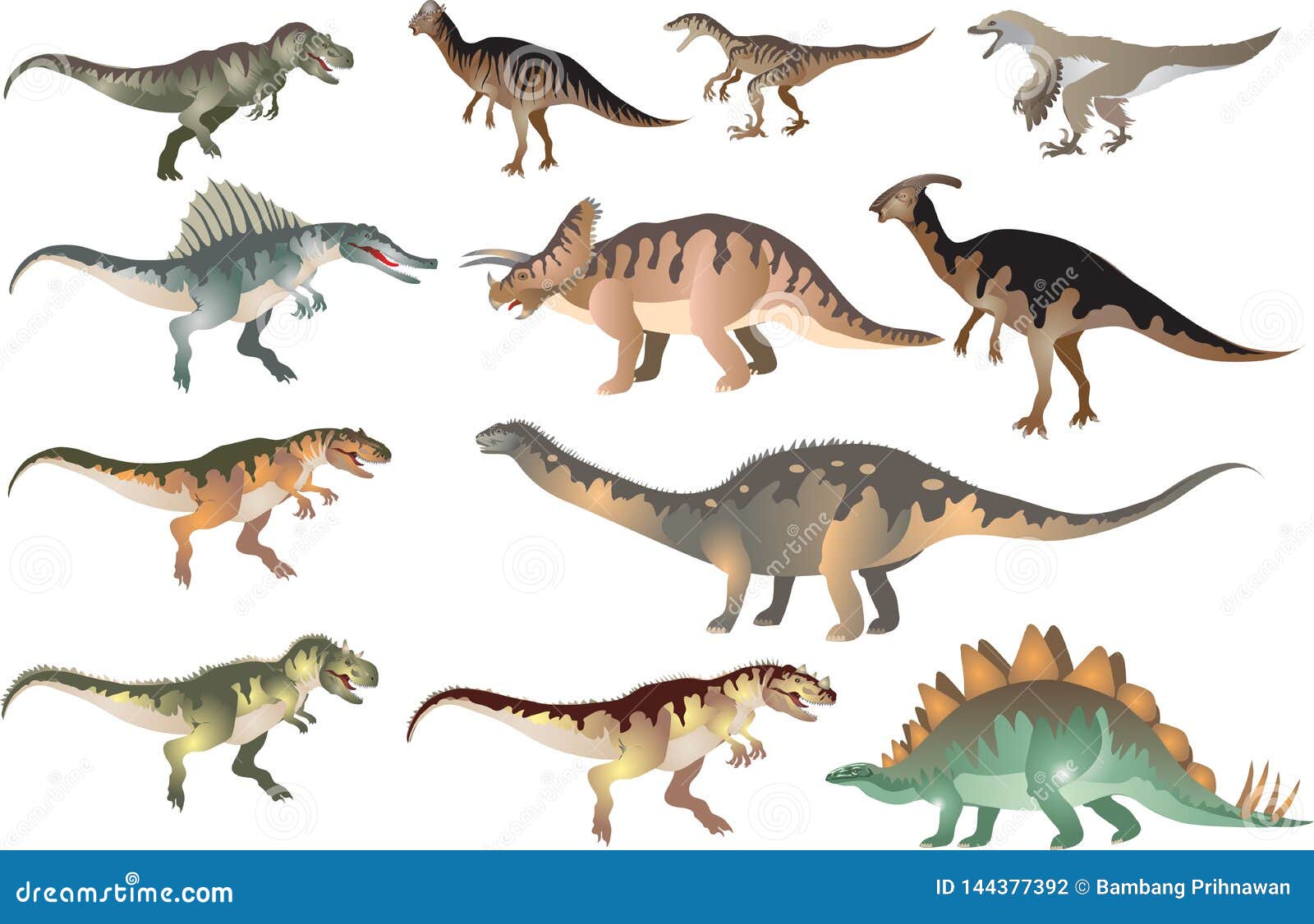 Dinosaurs Of Triassic Period Cartoon Vector | CartoonDealer.com #77252205