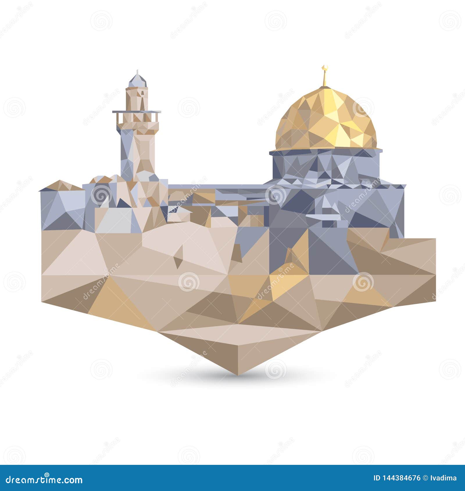 Al-Aqsa Mosque and Dome of the Rock in Jerusalem, Israel. Polygon ...