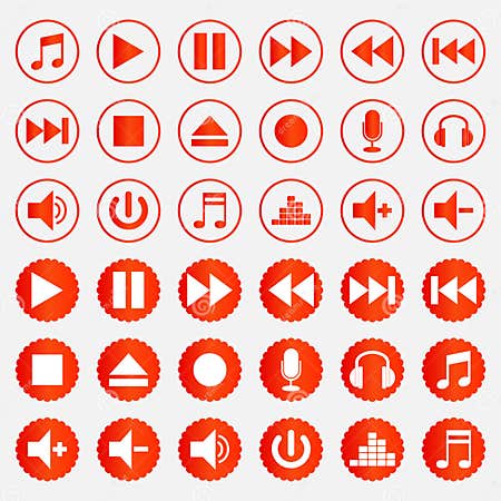 Music Player Icons Color Set Stock Vector - Illustration of forward ...