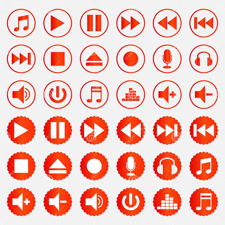 Music Player Icons Color Set Stock Vector - Illustration of forward ...