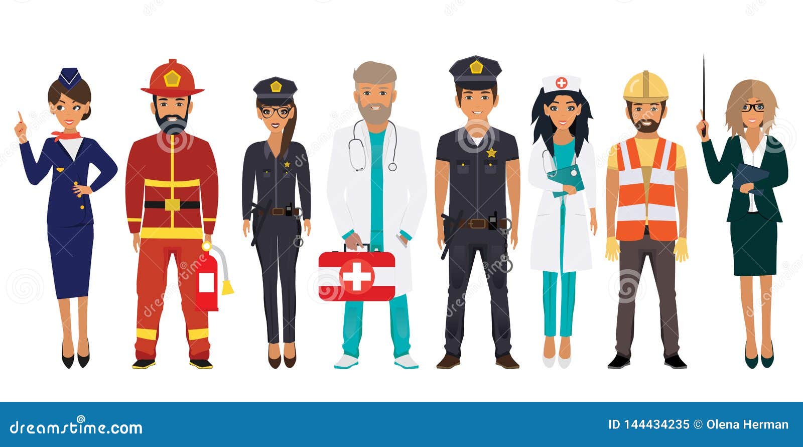 People of Different Professions Set on a White Background. Stock ...