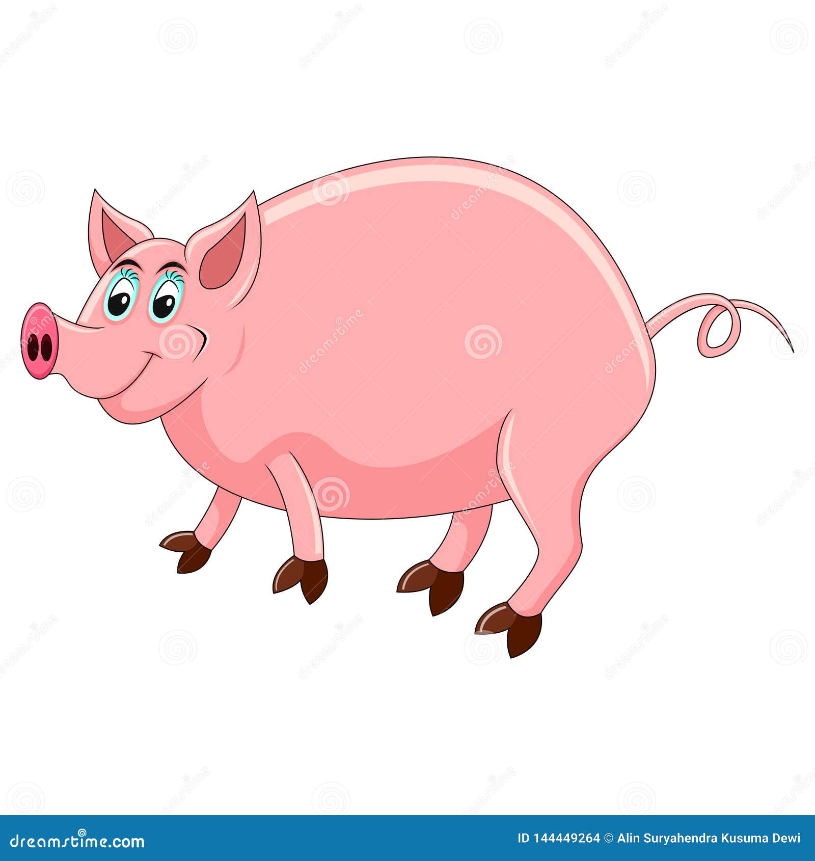 Pig Pink Funny Cartoon Vector Illustration Stock Vector - Illustration ...