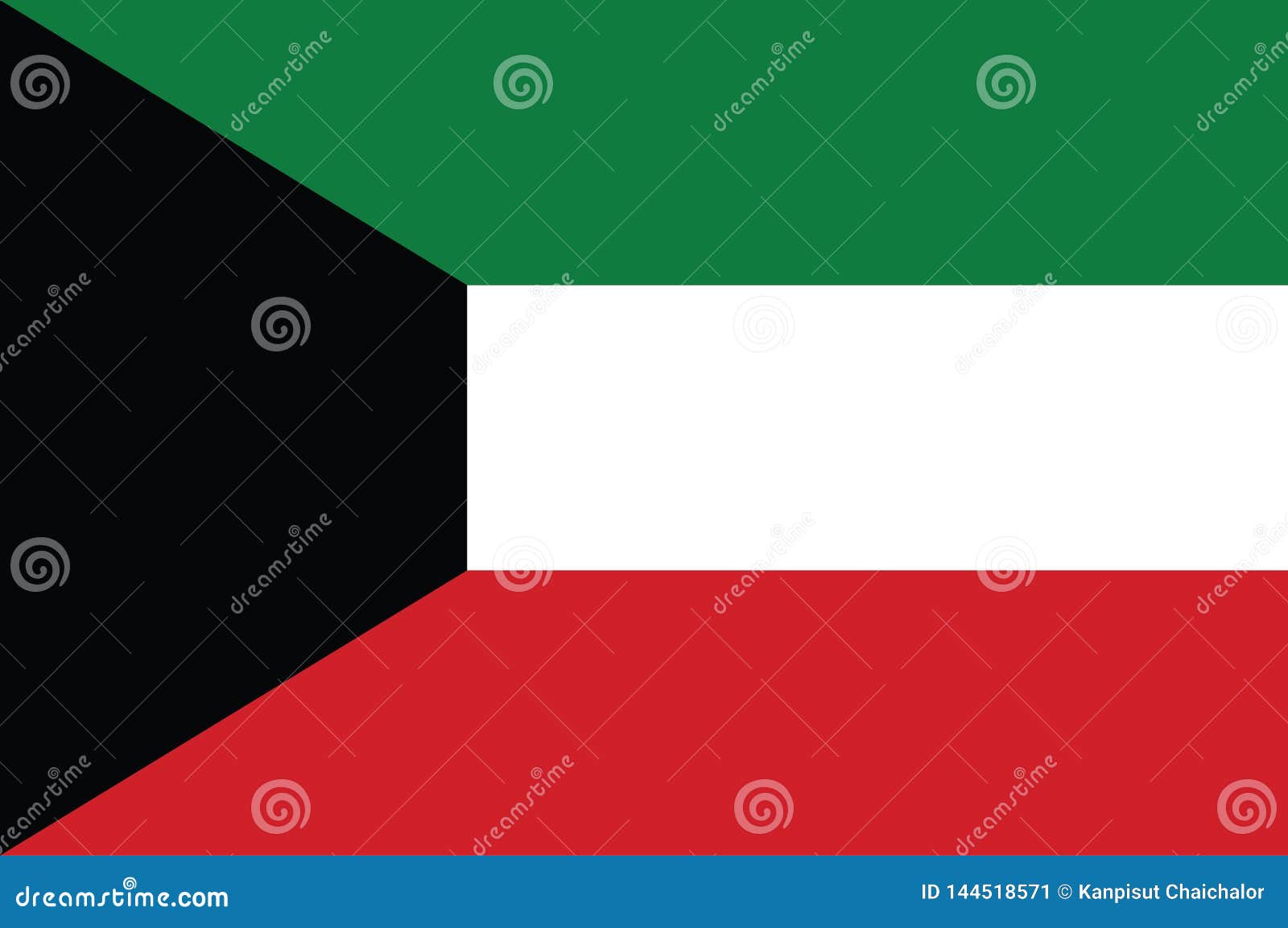 National Kuwait Flag Official Colors and Proportion Correctly. National ...