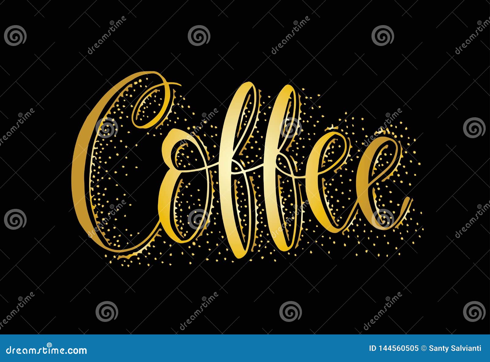 Hand Lettering `Coffee` Calligraphic Design Illustration, Vector Stock ...