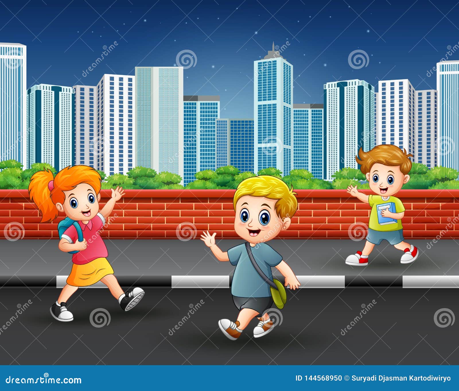 Children Hanging Out on the Sidewalk Stock Vector - Illustration of ...