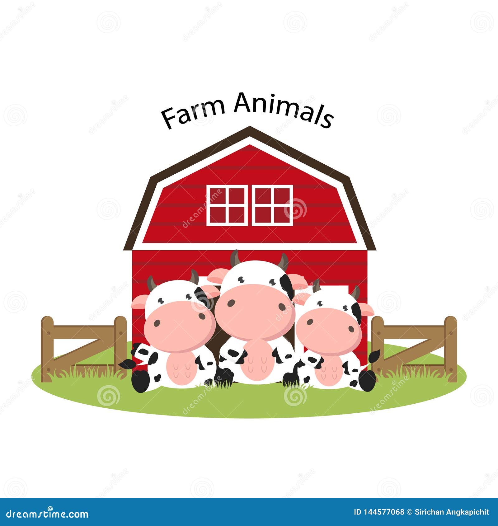 Happy Farm Animals. Cute Cow Family Cartoon. Stock Illustration ...
