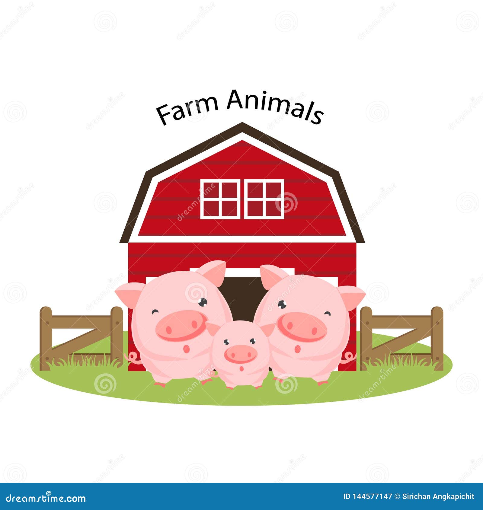 Cute Pig Family Cartoon Illustration. Stock Illustration - Illustration ...