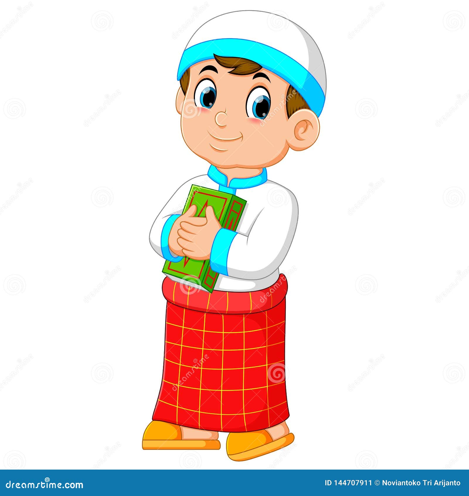 The Good Boy with the Red Sarong is Holding His Green Al Quran on this ...