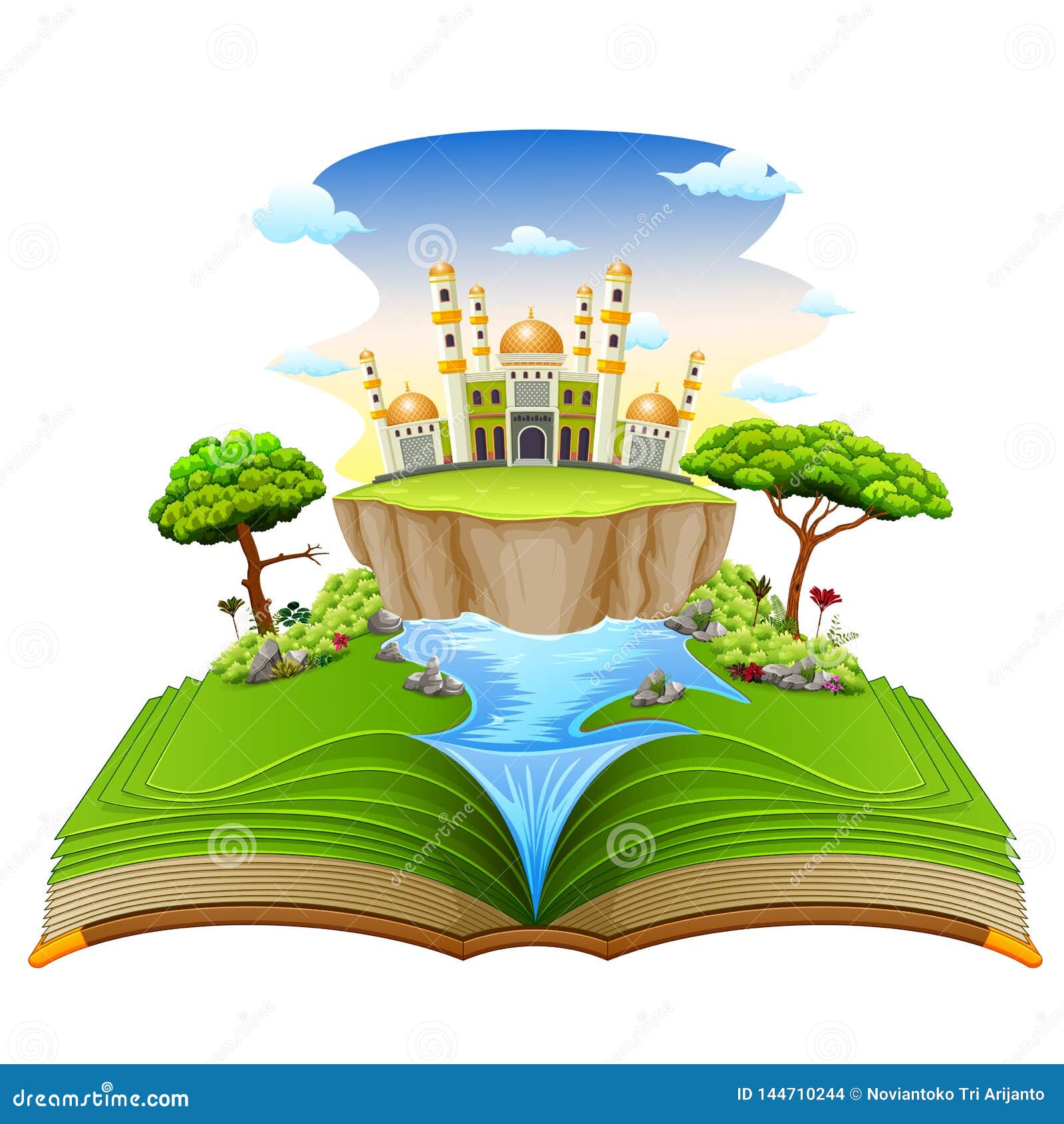 The Beautiful Story Book with the Pretty Mosque and the River on it ...