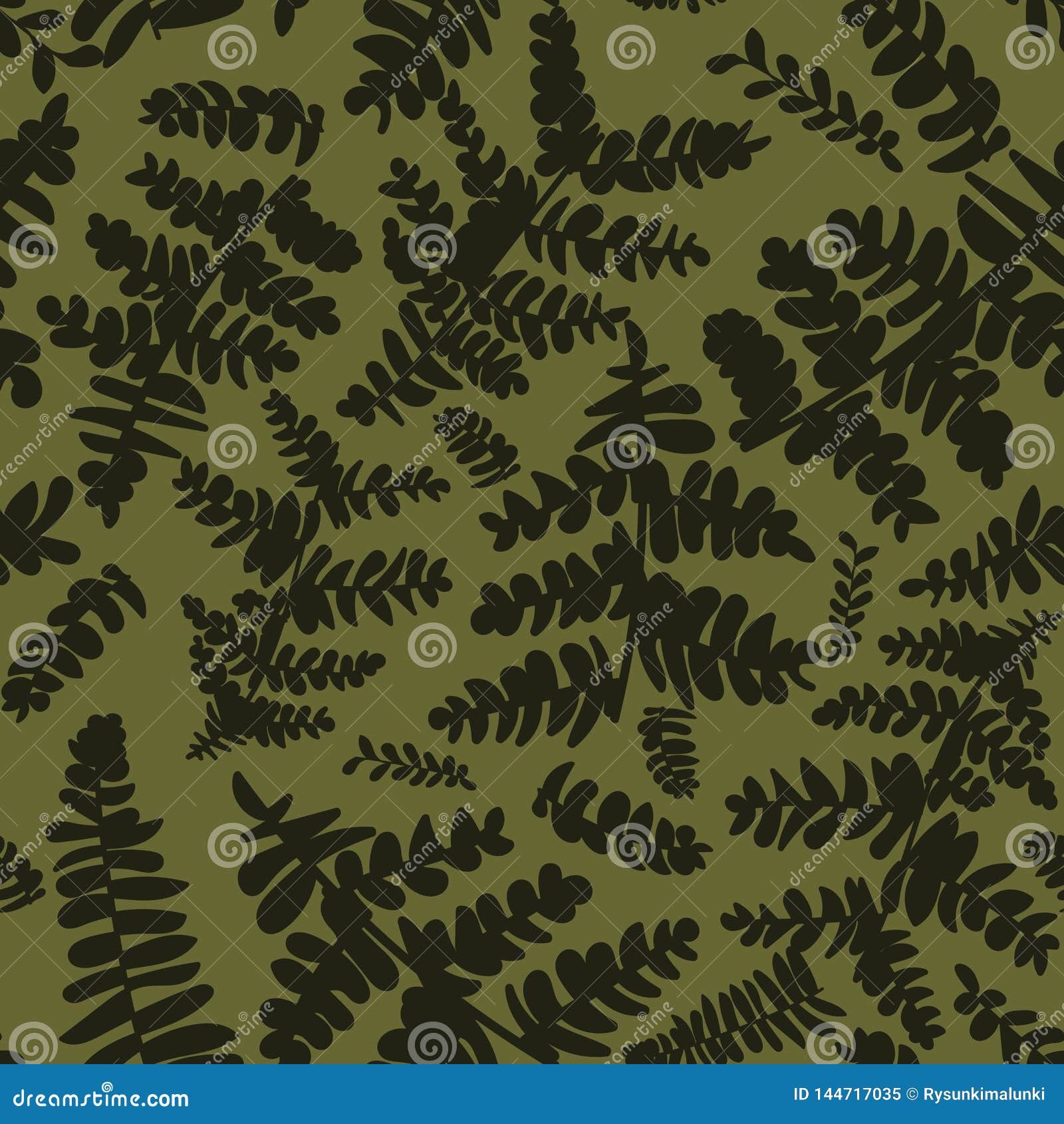 Seamless Vector Pattern with Ferns in Camouflage Colors Stock Vector ...