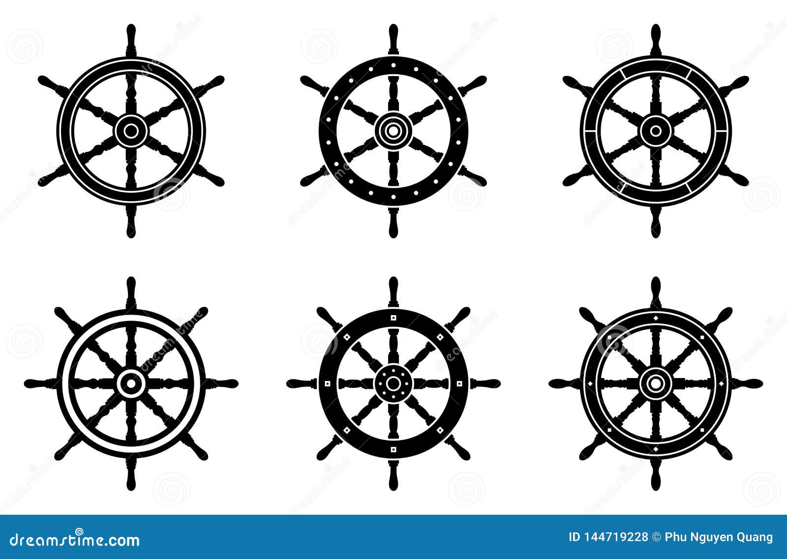 Various Types of Ship Wheel. Flat Vector Icons Stock Vector ...