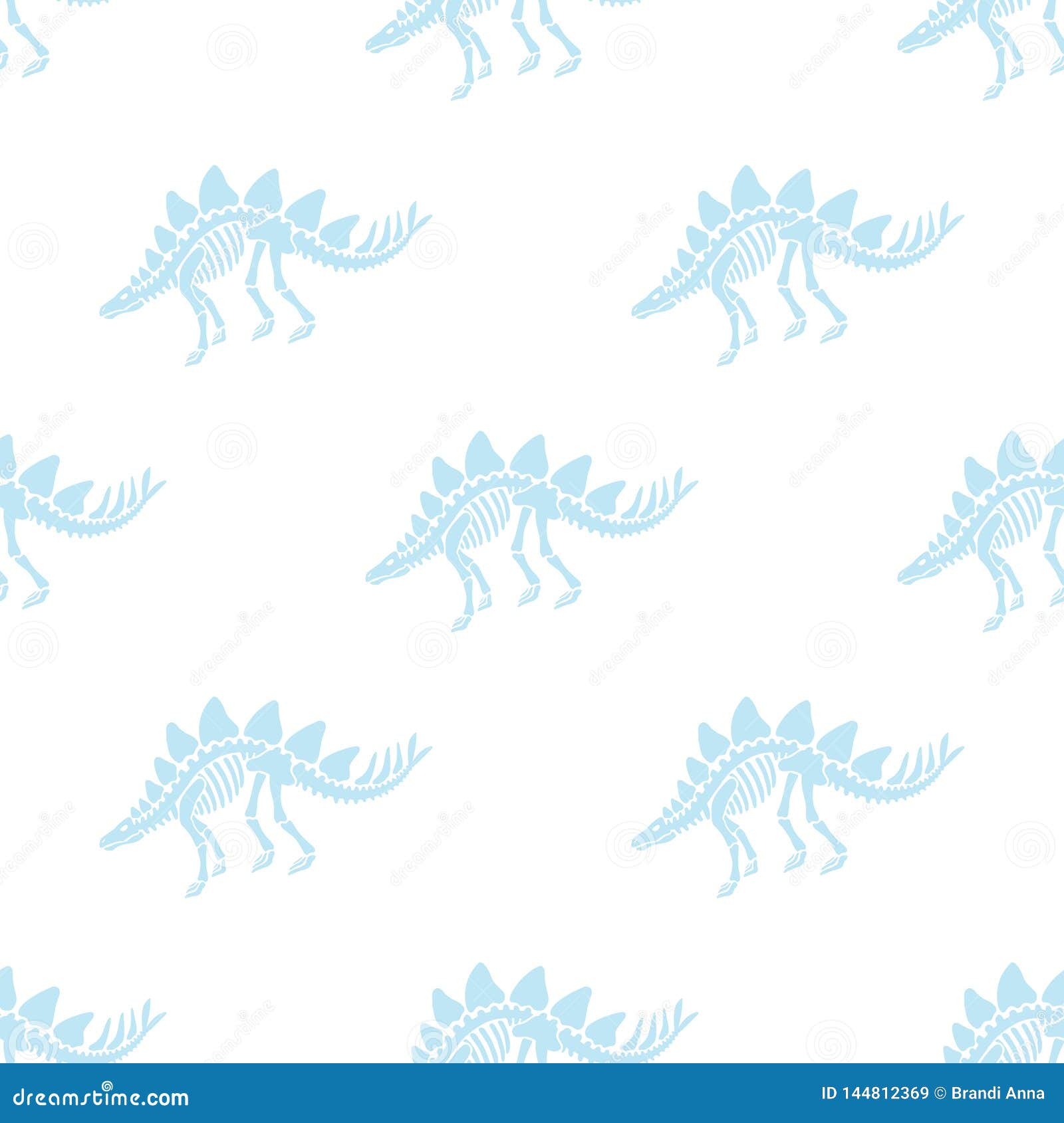 Dinosaur Skeleton and Fossils. Vector Seamless Pattern Stock Vector ...
