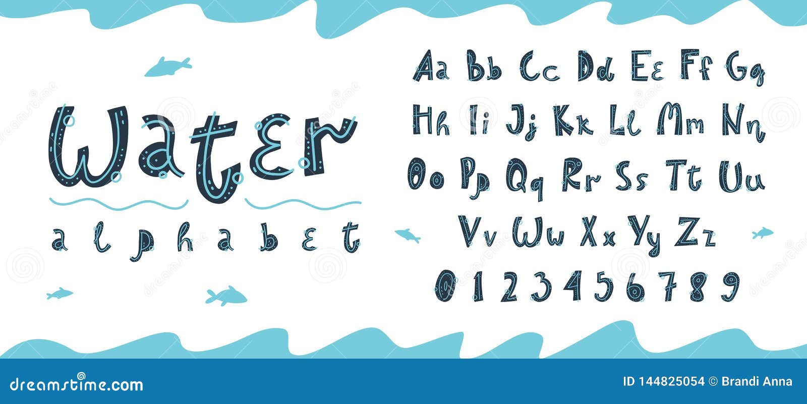 Vector Underwater Latin Alphabet and Numbers in Scandinavian Style ...