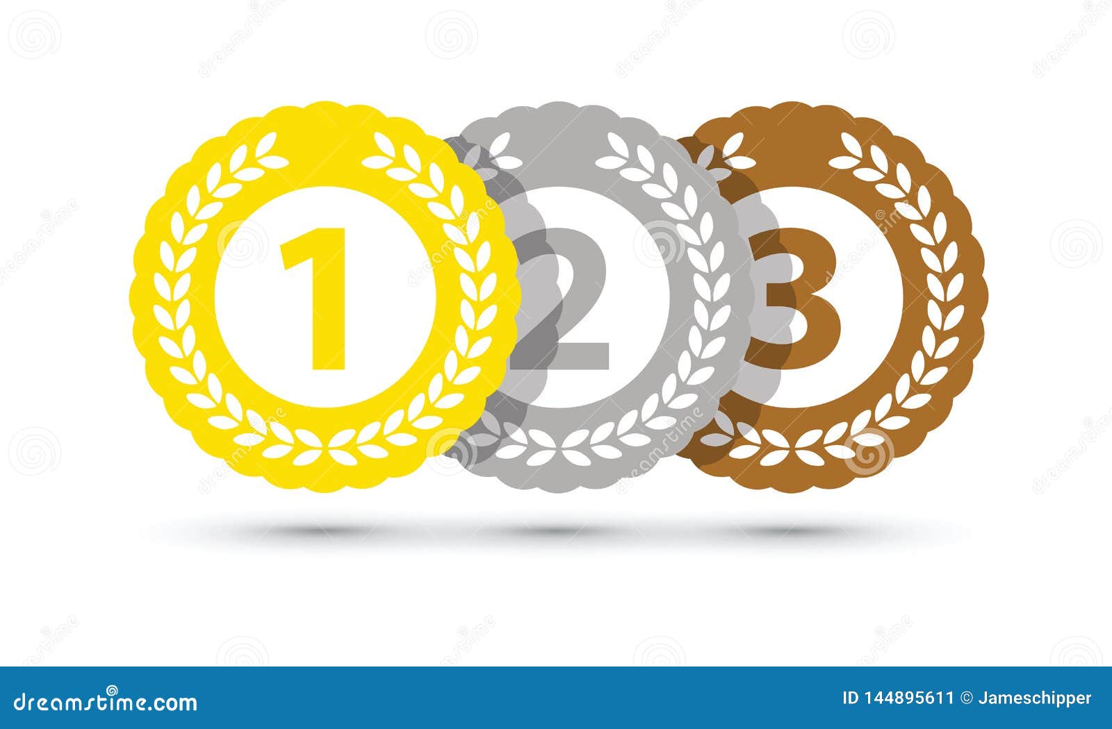 Top three medals stock vector. Illustration of second - 144895611