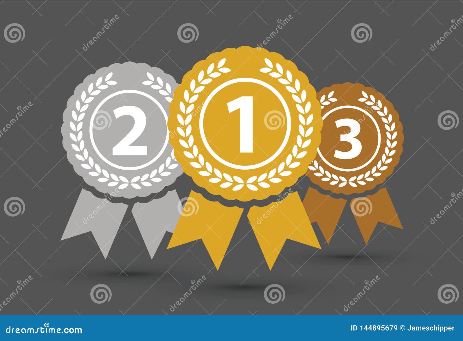 Top three medals stock vector. Illustration of rank - 144895679