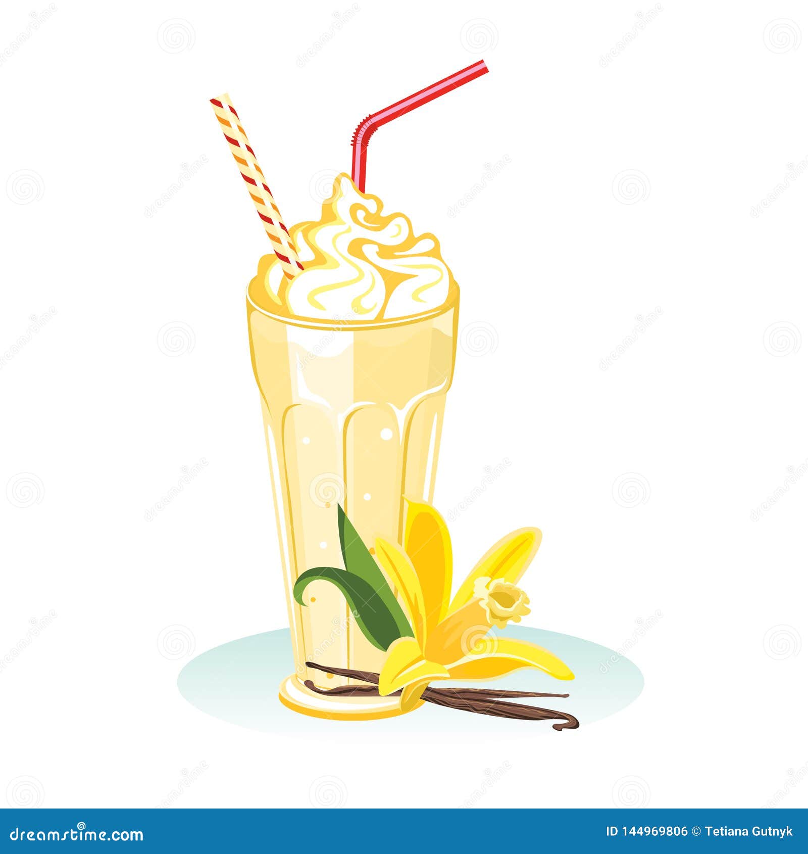 Vanilla Milkshake in Glass. Vector Illustration of Refreshing Cocktail ...