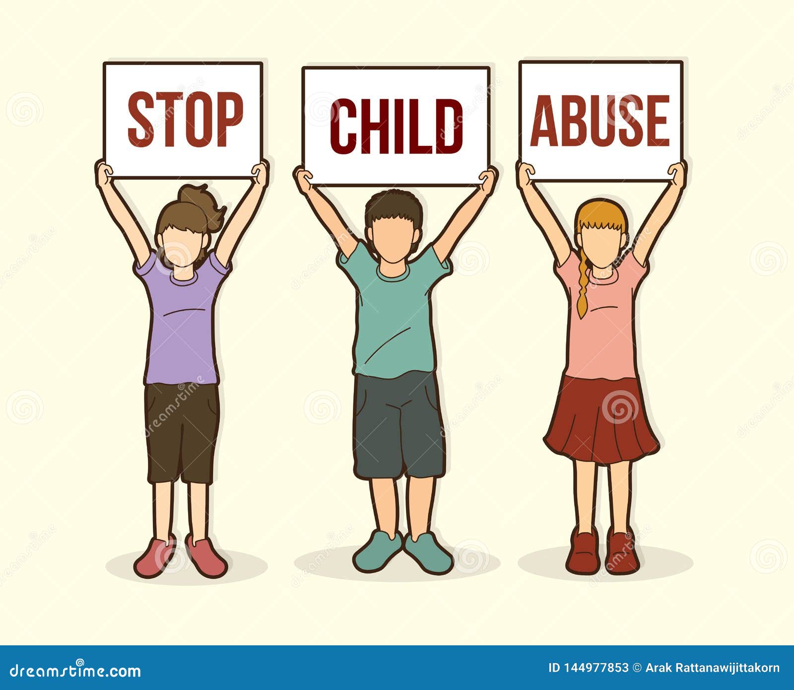 Stop Child Abuse ,Children with Sign Board Graphic Stock Vector ...
