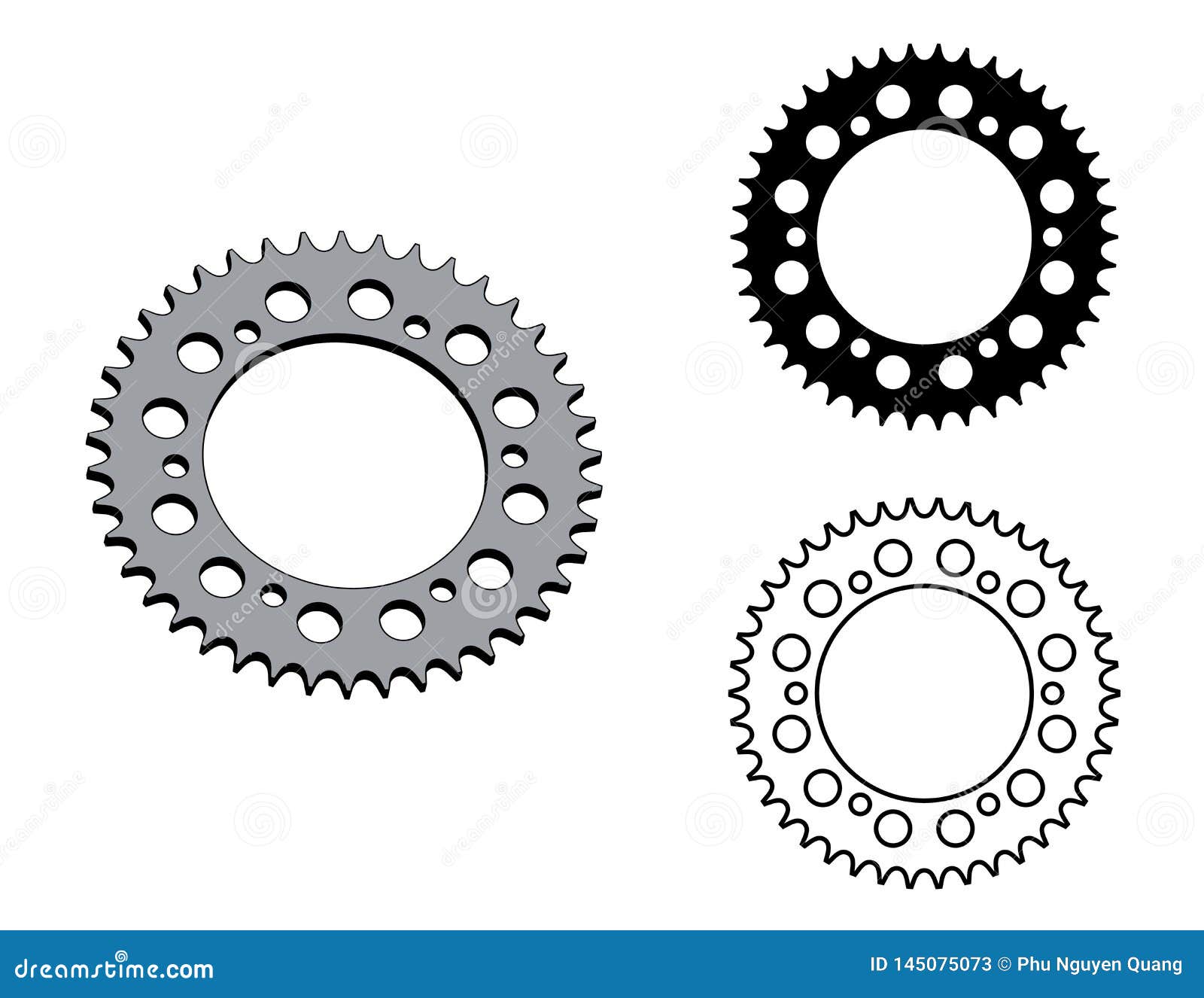 Sprocket Wheel. Motorcycle Parts. 3D Effect and Flat Vector Stock ...