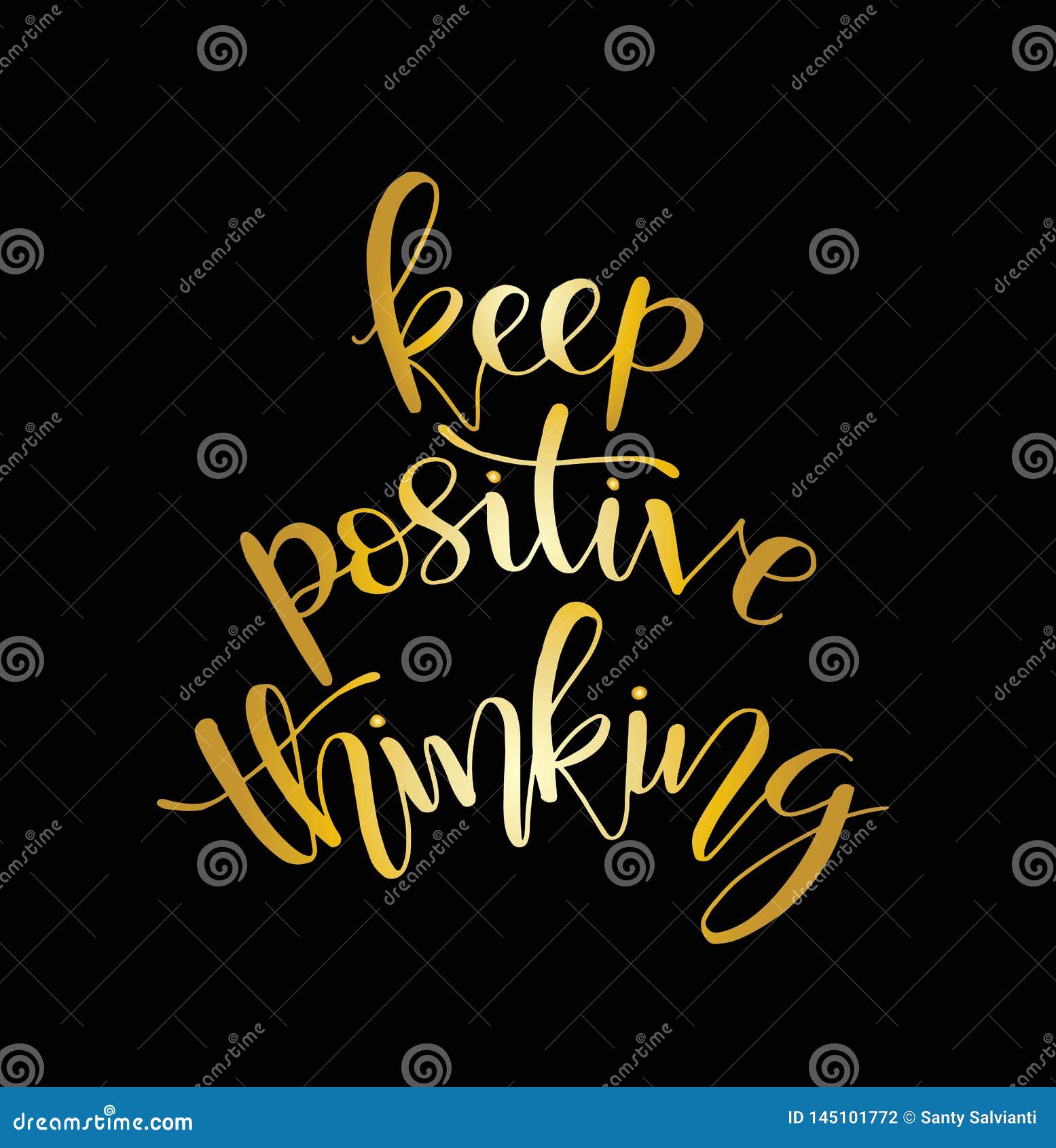 Hand Lettering Inscription Keep Positive Thinking, Motivational Quotes ...