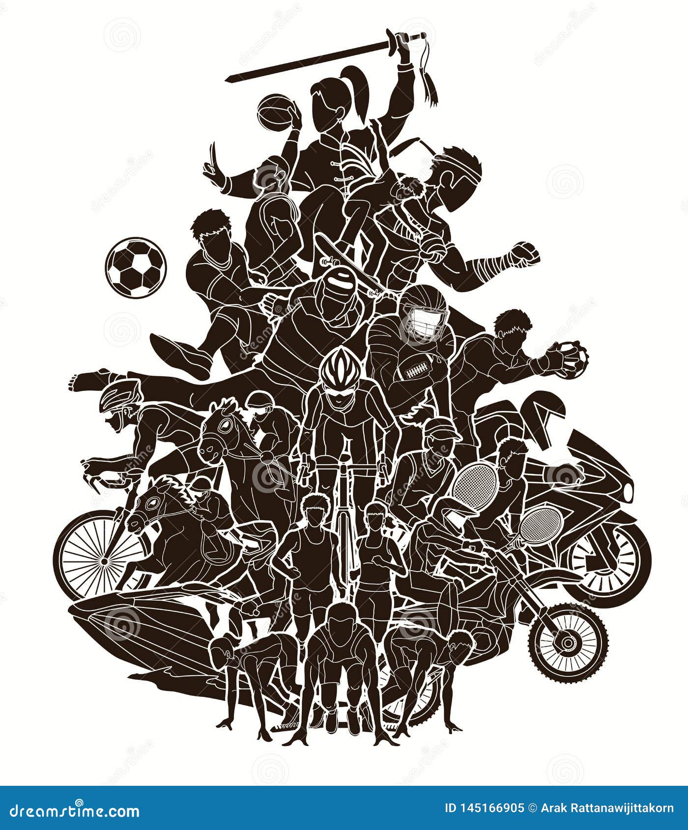 Sport Mix , Sport Players Cartoon Graphic Stock Vector - Illustration ...