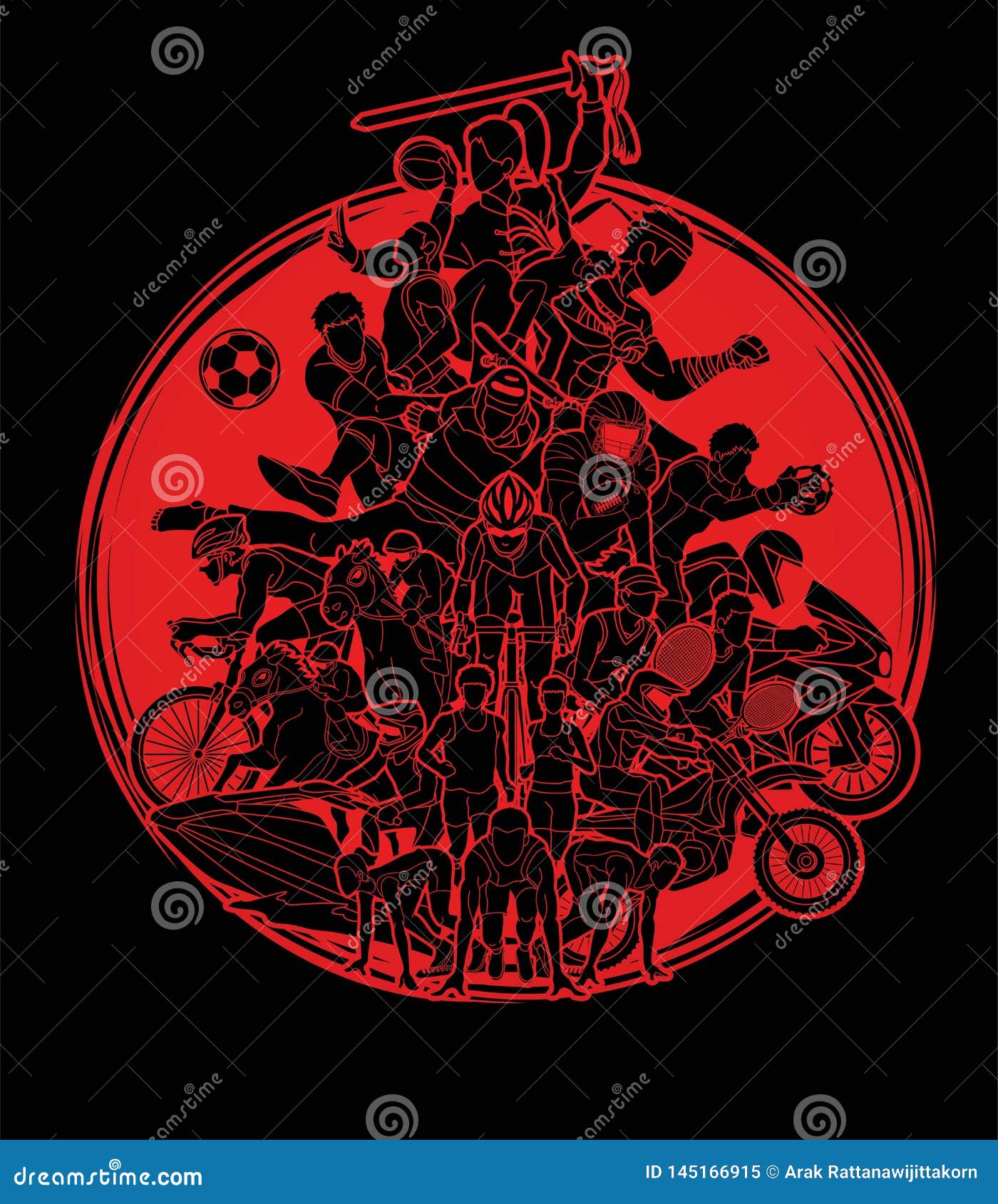 Sport Mix , Sport Players Cartoon Graphic Stock Vector - Illustration ...