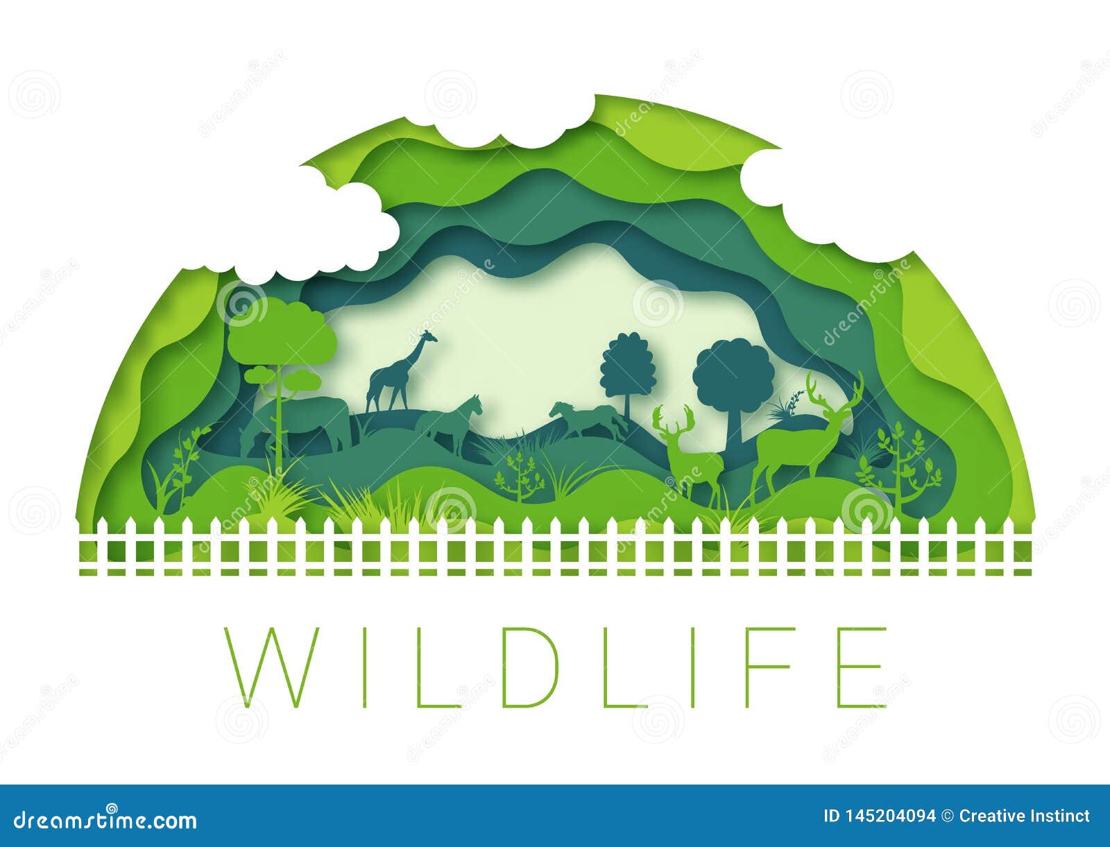 Paper Cut Abstract. Wildlife Zoo Environment Vector 10 Eps Stock ...