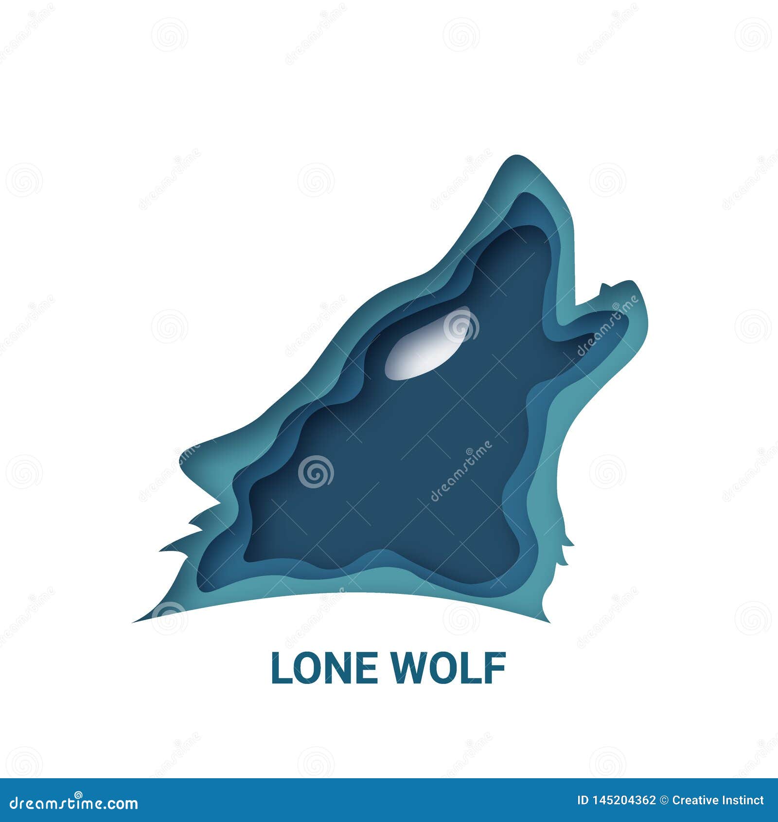 Lone Wolf, 3d Abstract Paper Cut Vector 10 Eps Stock Illustration ...