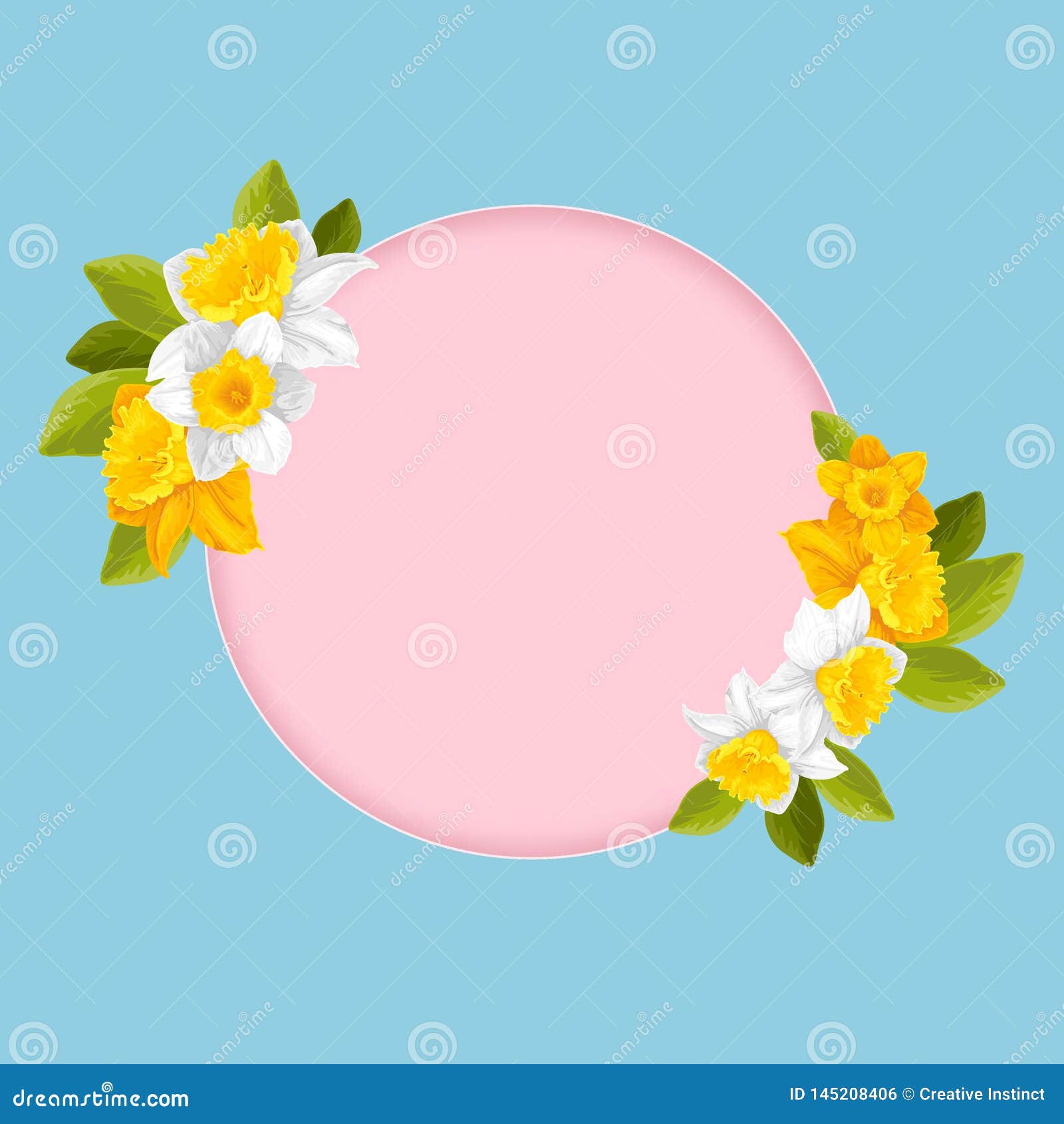 Round Pink Frame with Flower Eps 10 Stock Illustration - Illustration ...