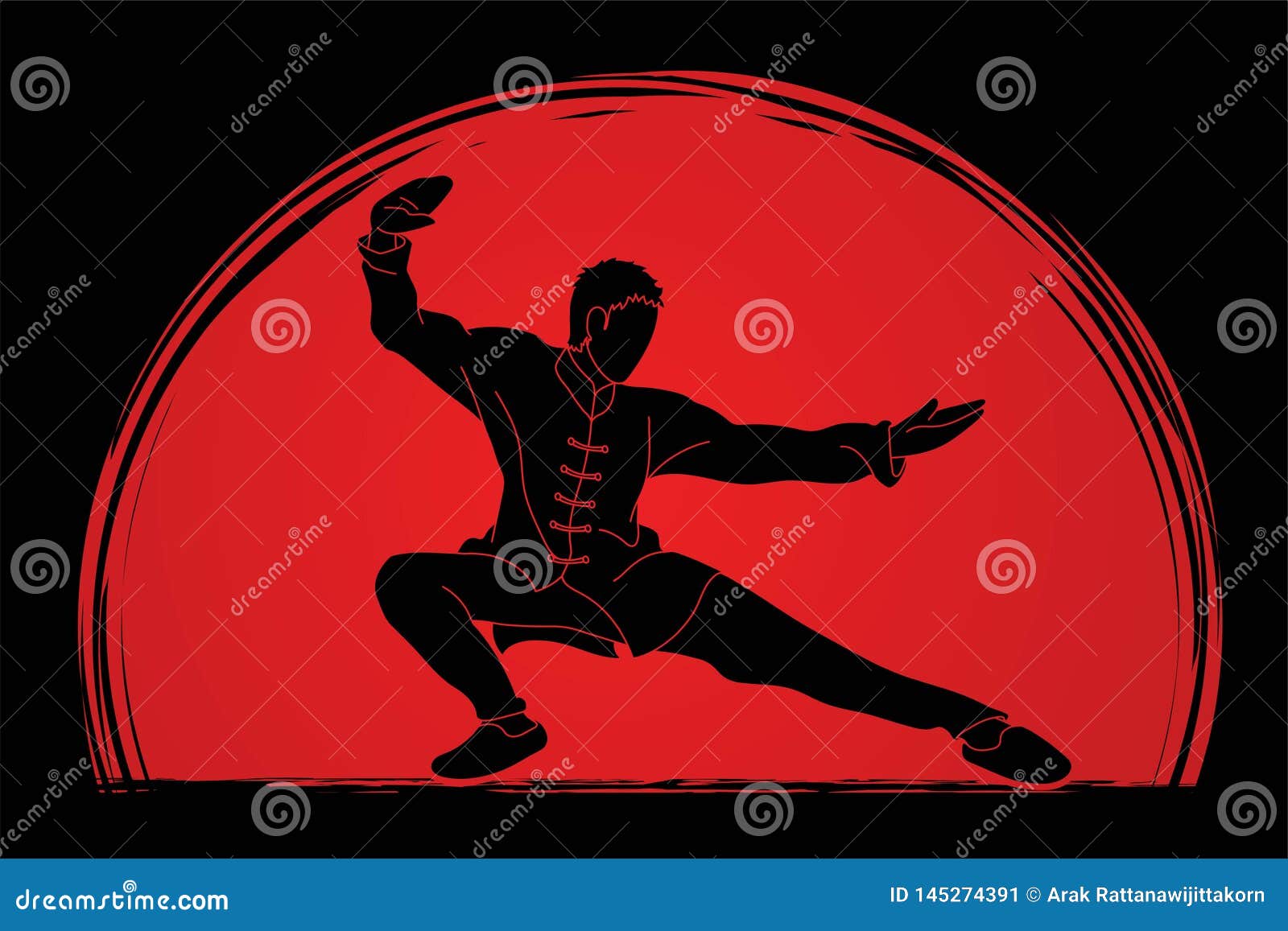 Kung Fu Action Ready To Fight Cartoon Stock Vector - Illustration of ...