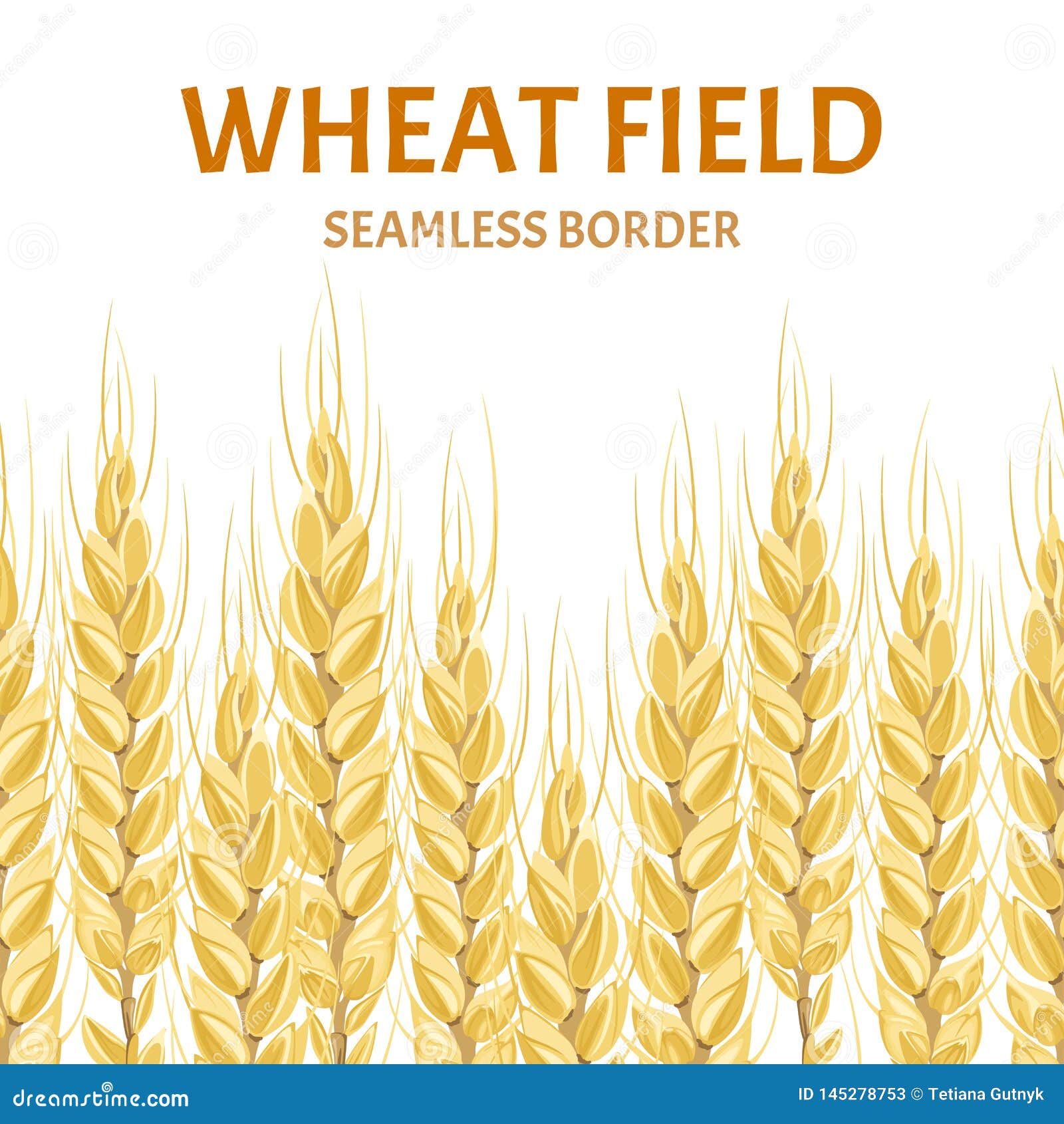 Wheat Seamless Border. Vector Illustration in Flat Style Stock Vector ...
