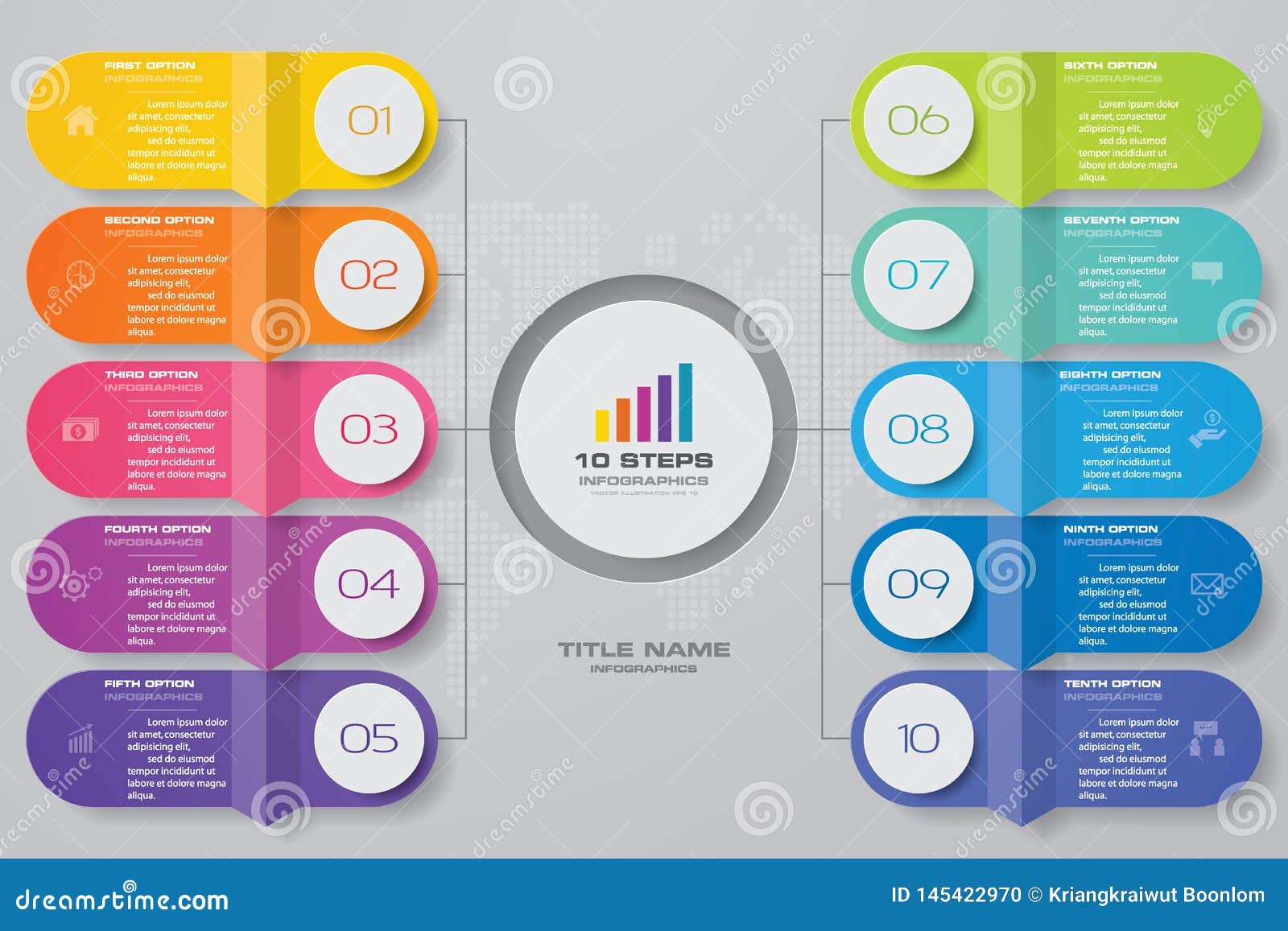 10 Steps Simple&editable Process Chart Infographics Element. Stock ...
