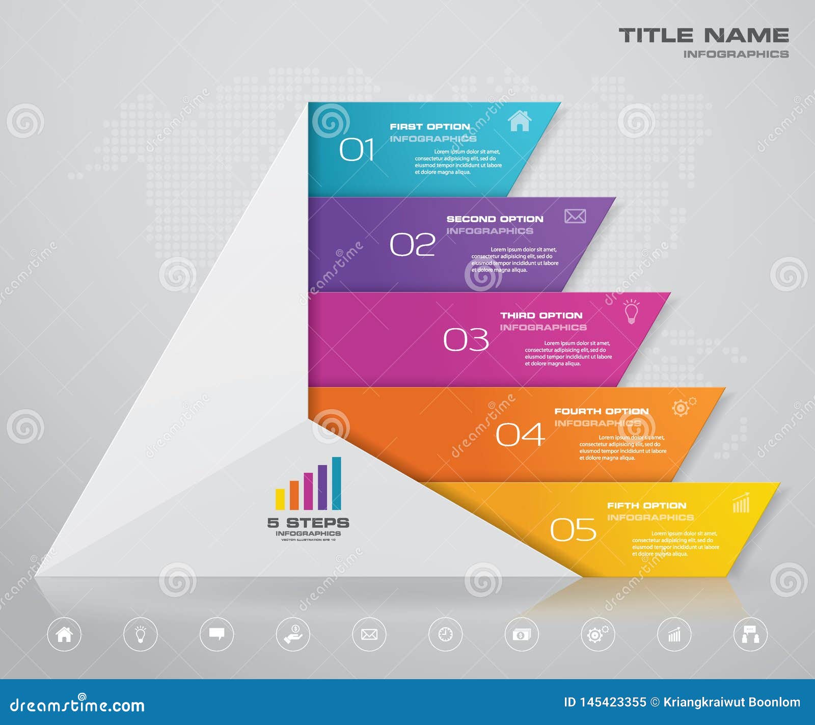 5 Steps Pyramid with Free Space for Text on Each Level. Infographics ...