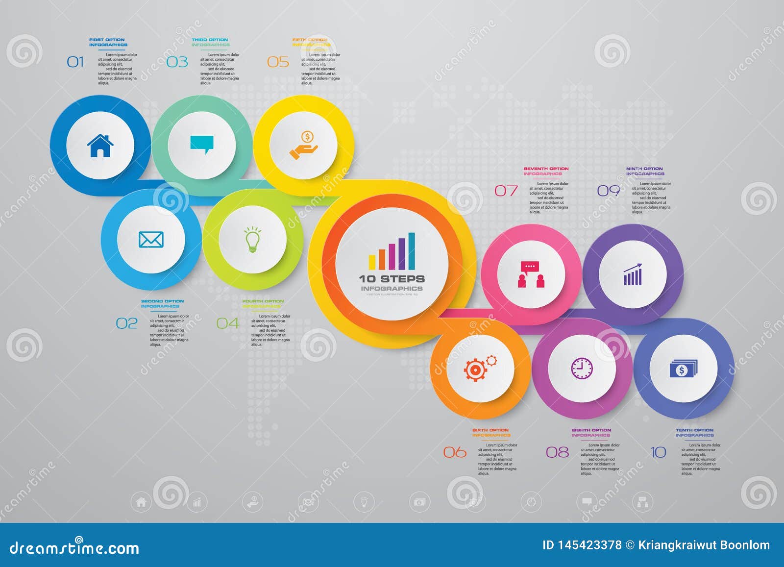 10 Steps Infographics Chart Design Element. for Data Presentation Stock ...