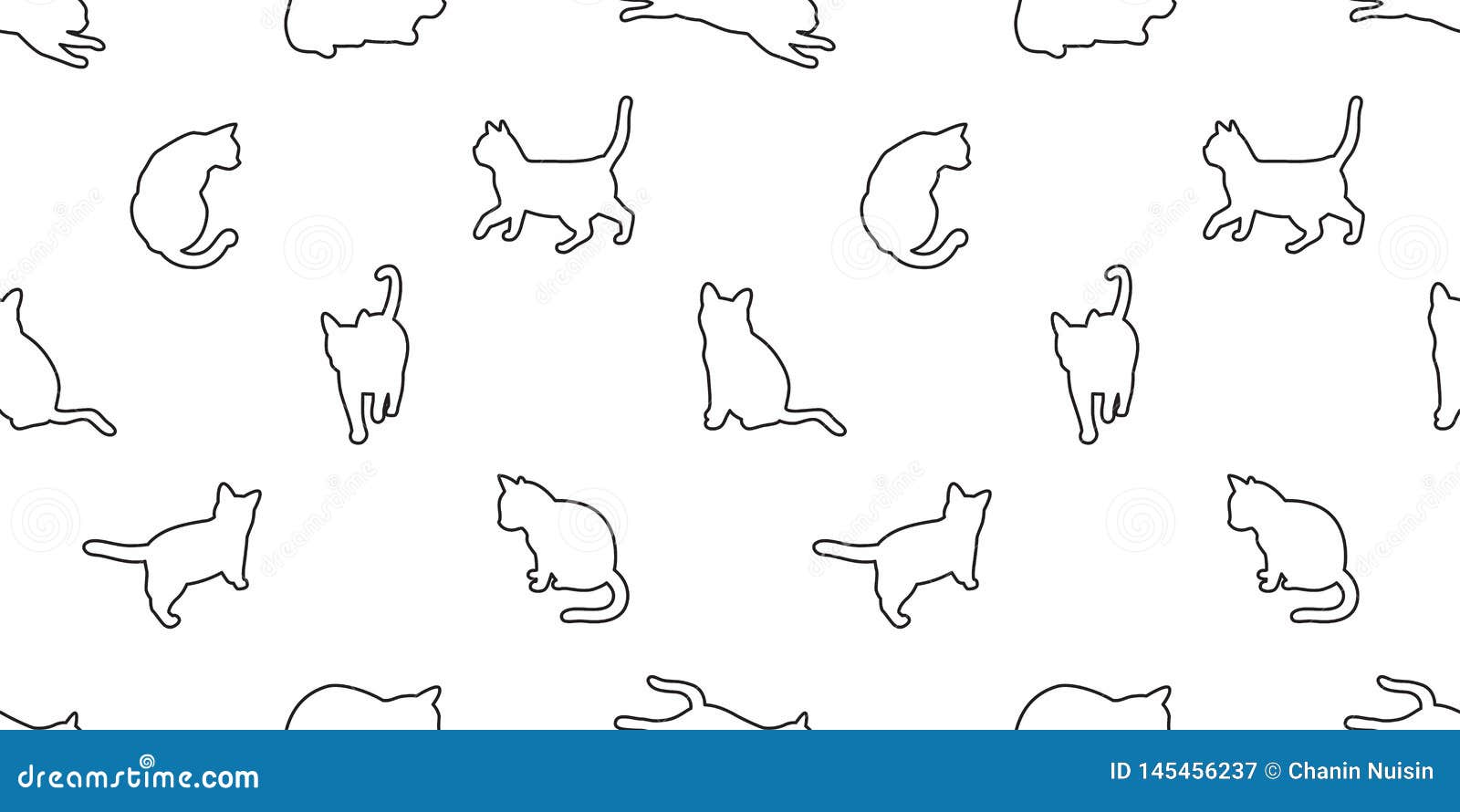 Cat Seamless Pattern Vector Kitten Calico Pet Repeat Wallpaper Scarf ...