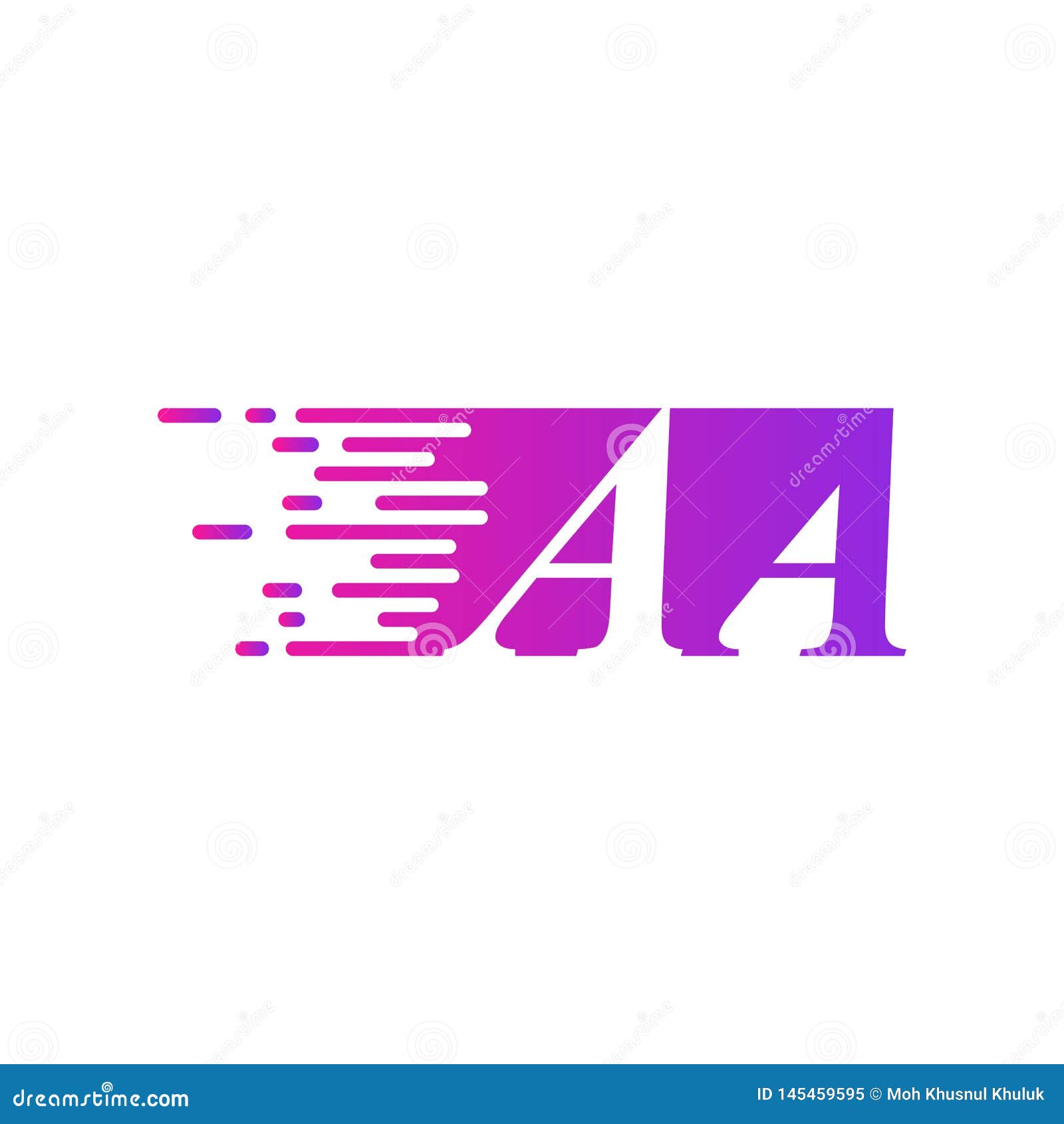 Initial Letter AA Fast Moving Logo Vector Purple Pink Color Stock ...