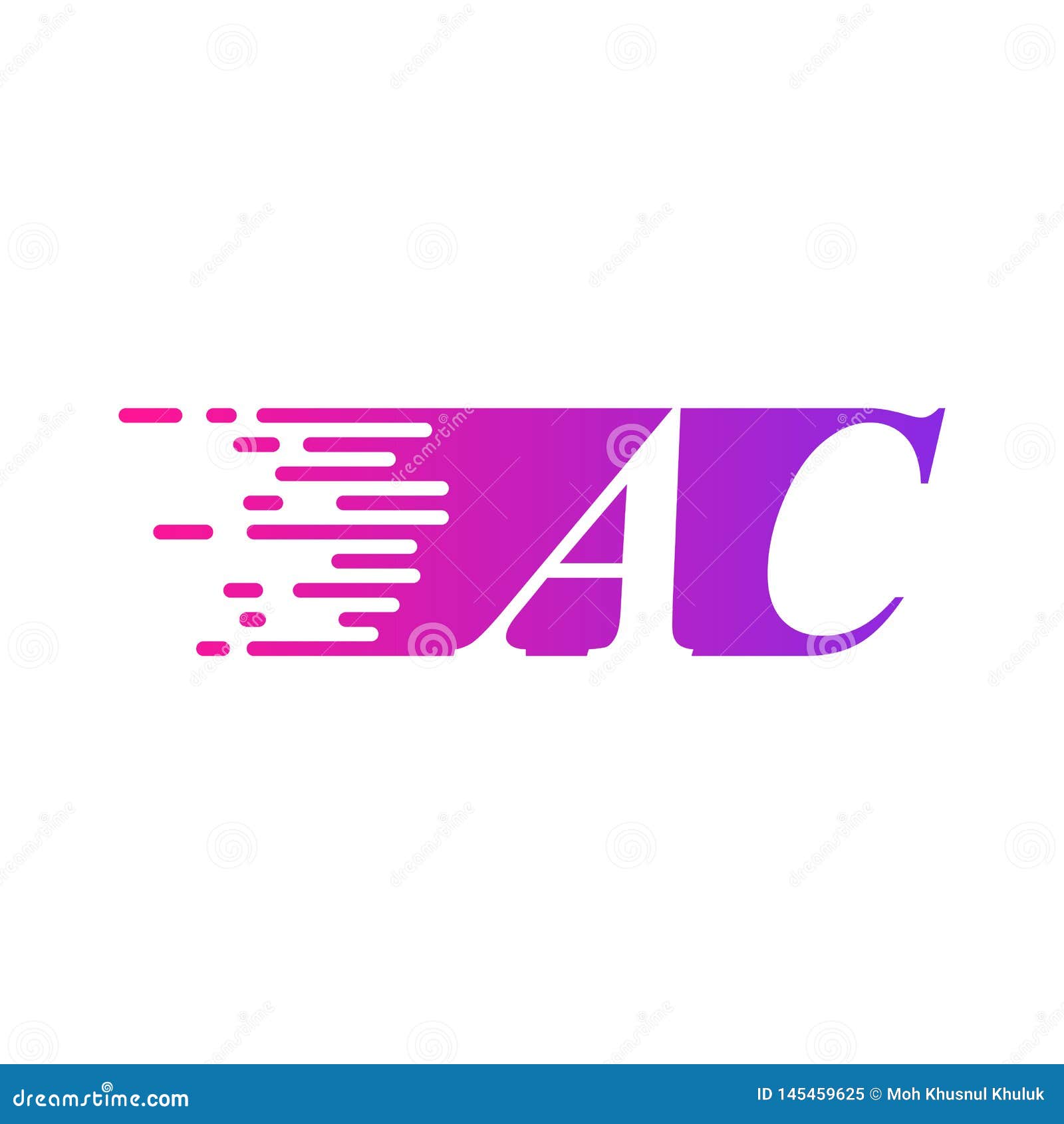 Initial Letter AC Fast Moving Logo Vector Purple Pink Color Stock ...