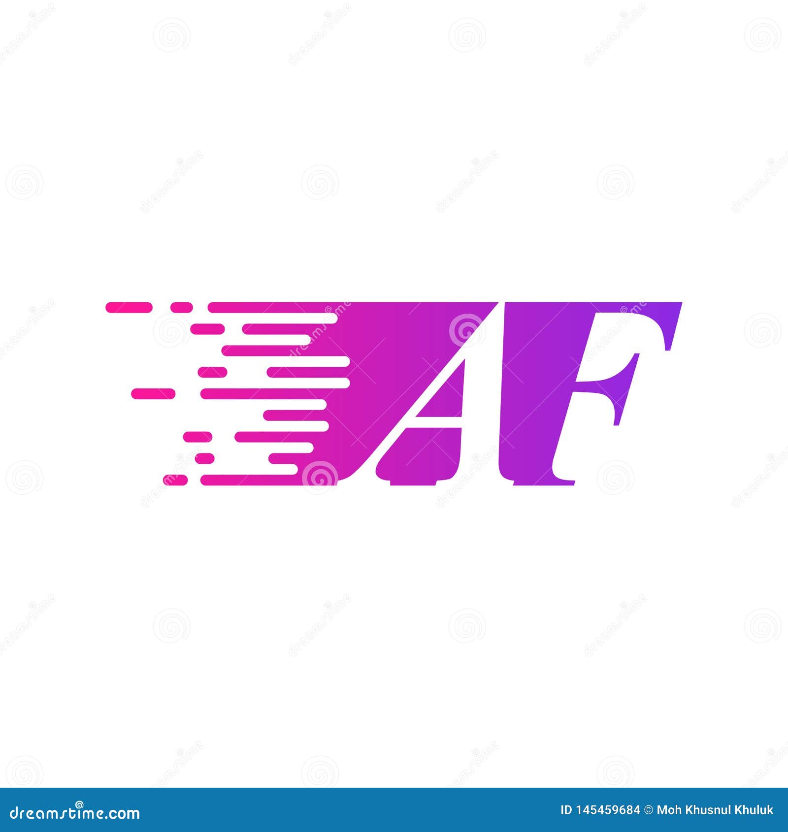 Initial Letter AF Fast Moving Logo Vector Purple Pink Color Stock ...