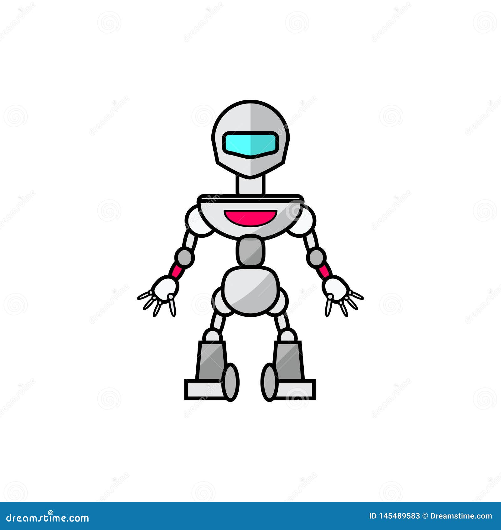 Friendly cartoon robot stock vector. Illustration of automation - 145489583