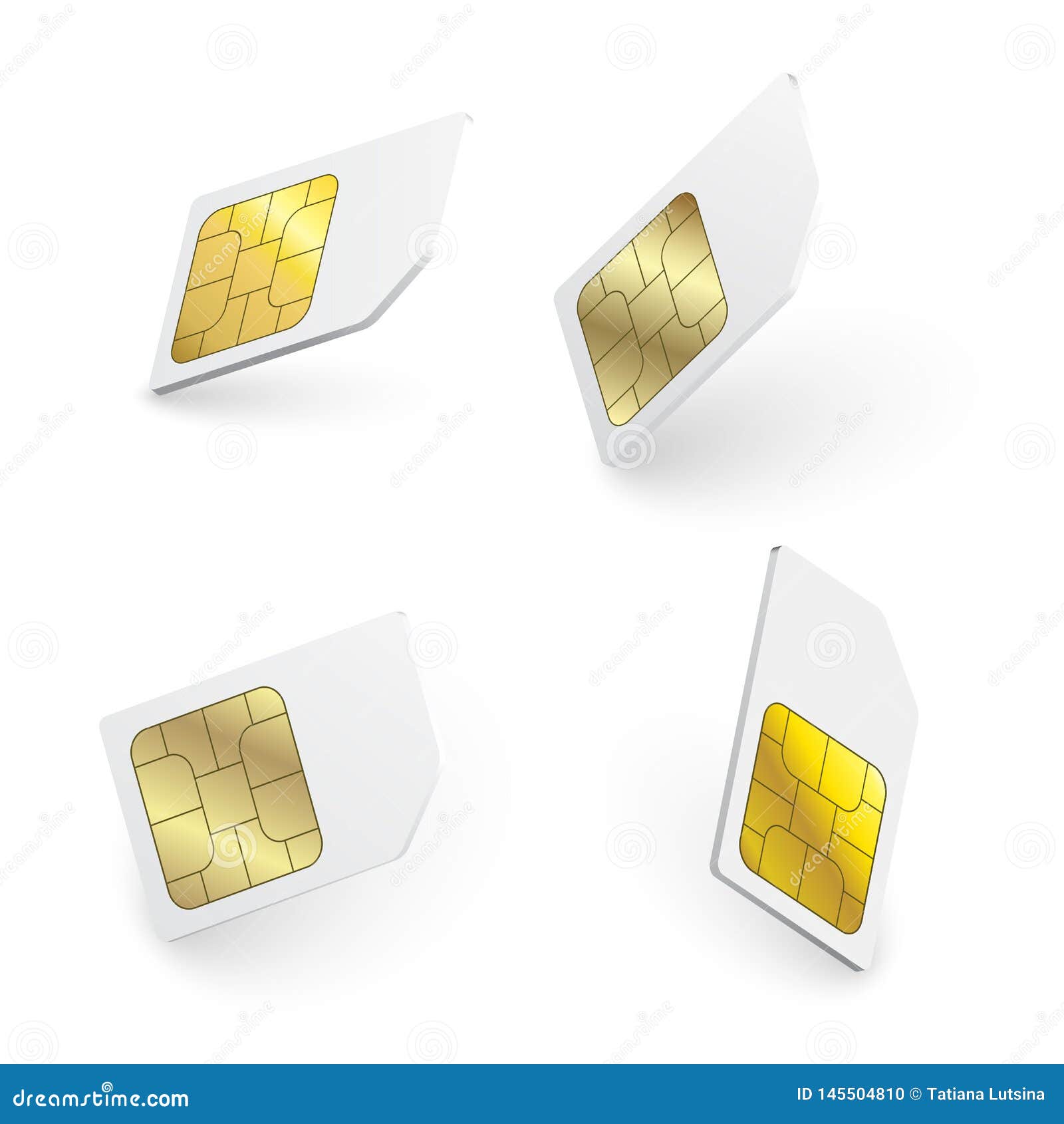 Realistic Sim Cards Isolated 3d Design Gsm. Sim Card Vector Mobile ...