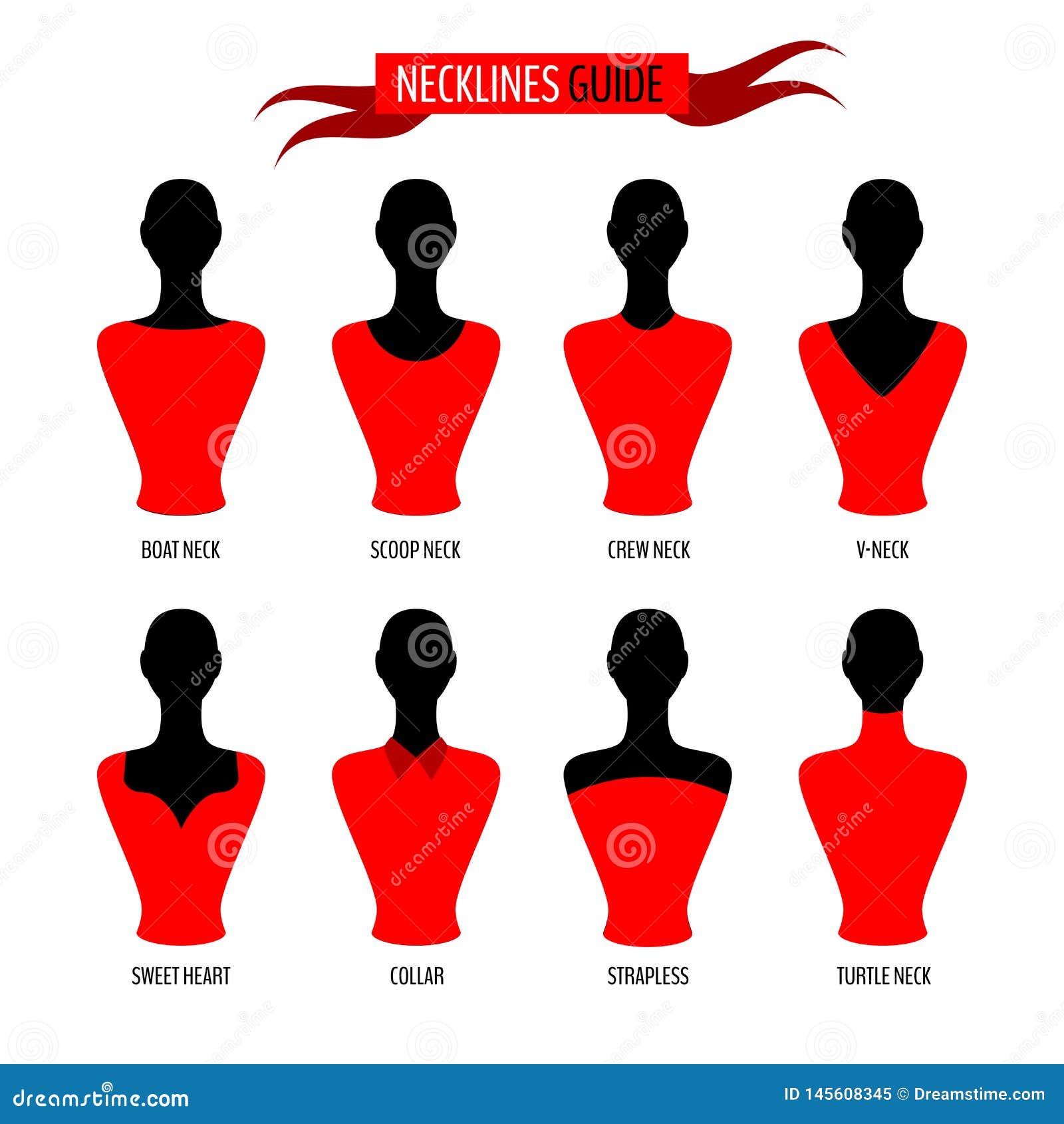 Set of Various Neck Lines on Woman Mannequins Stock Vector ...