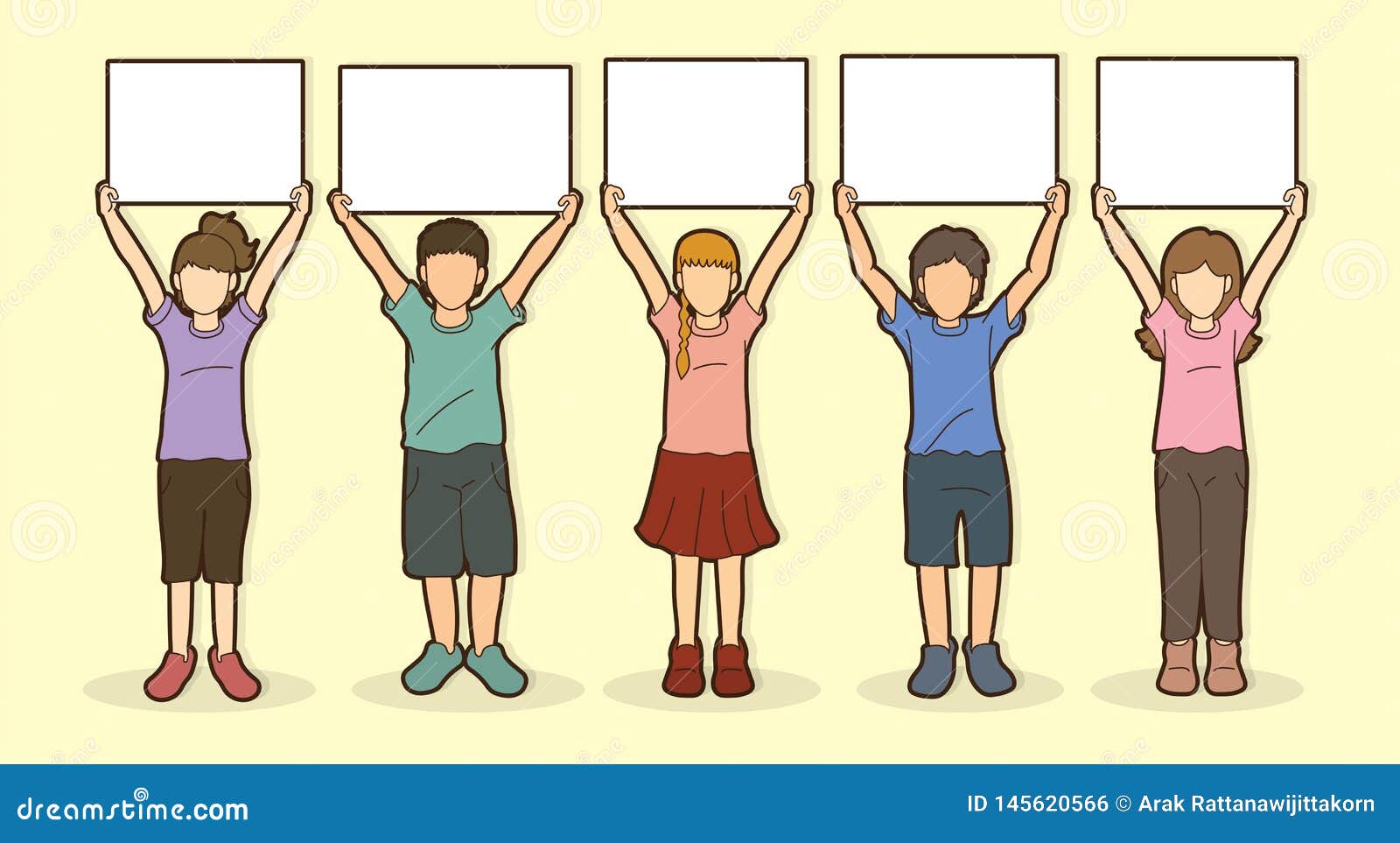 Children with Sign Board Graphic Stock Vector - Illustration of growth ...