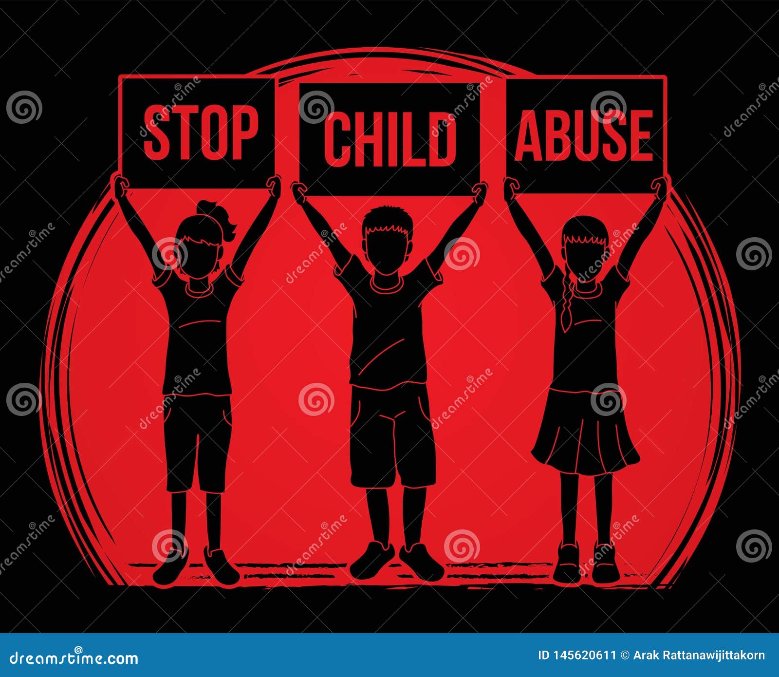 Stop Child Abuse ,Children with Sign Board Graphic Stock Vector ...