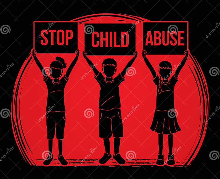 Stop Child Abuse ,Children with Sign Board Graphic Stock Vector ...
