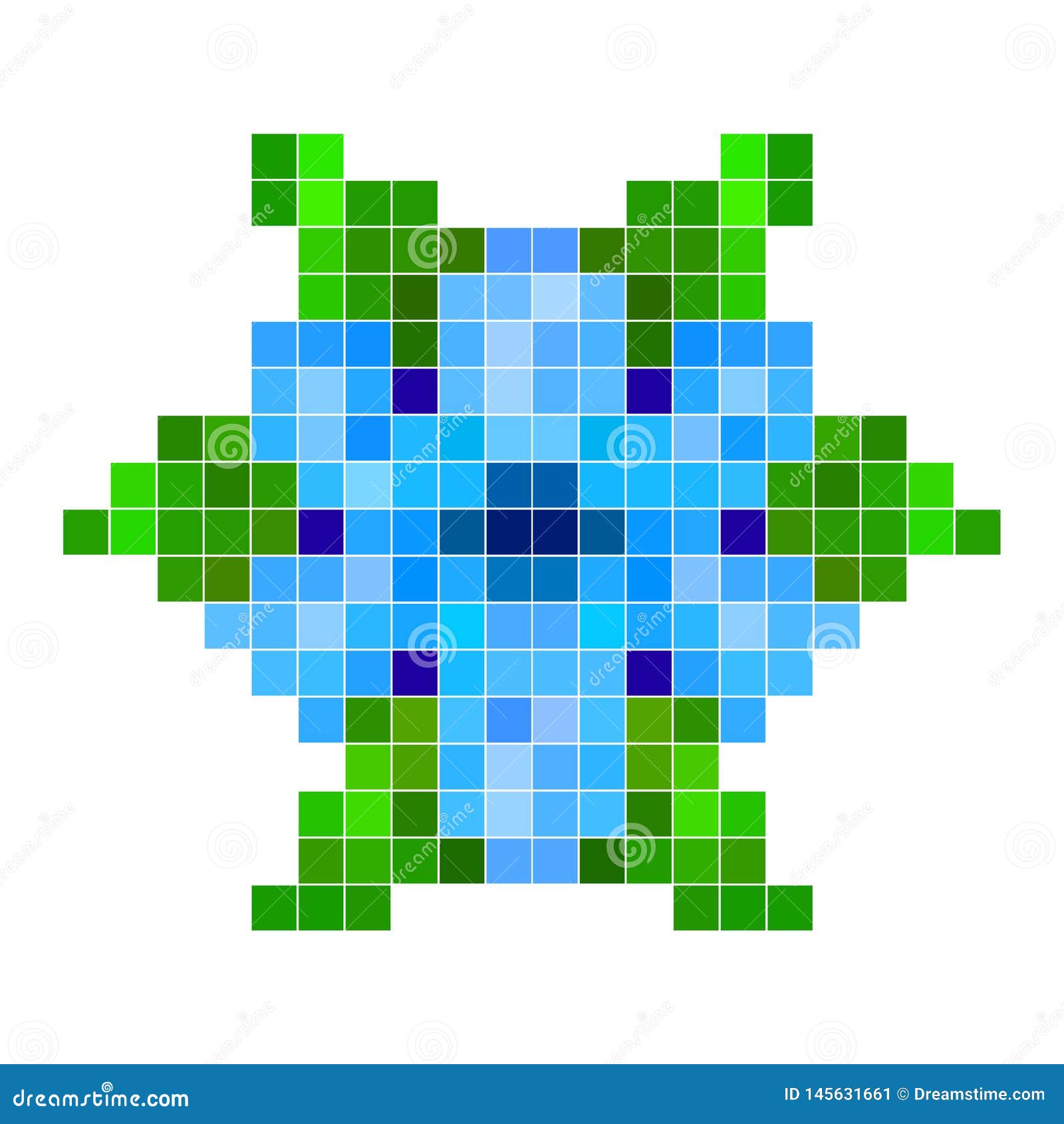 Blue pixel flower stock vector. Illustration of colorful - 145631661