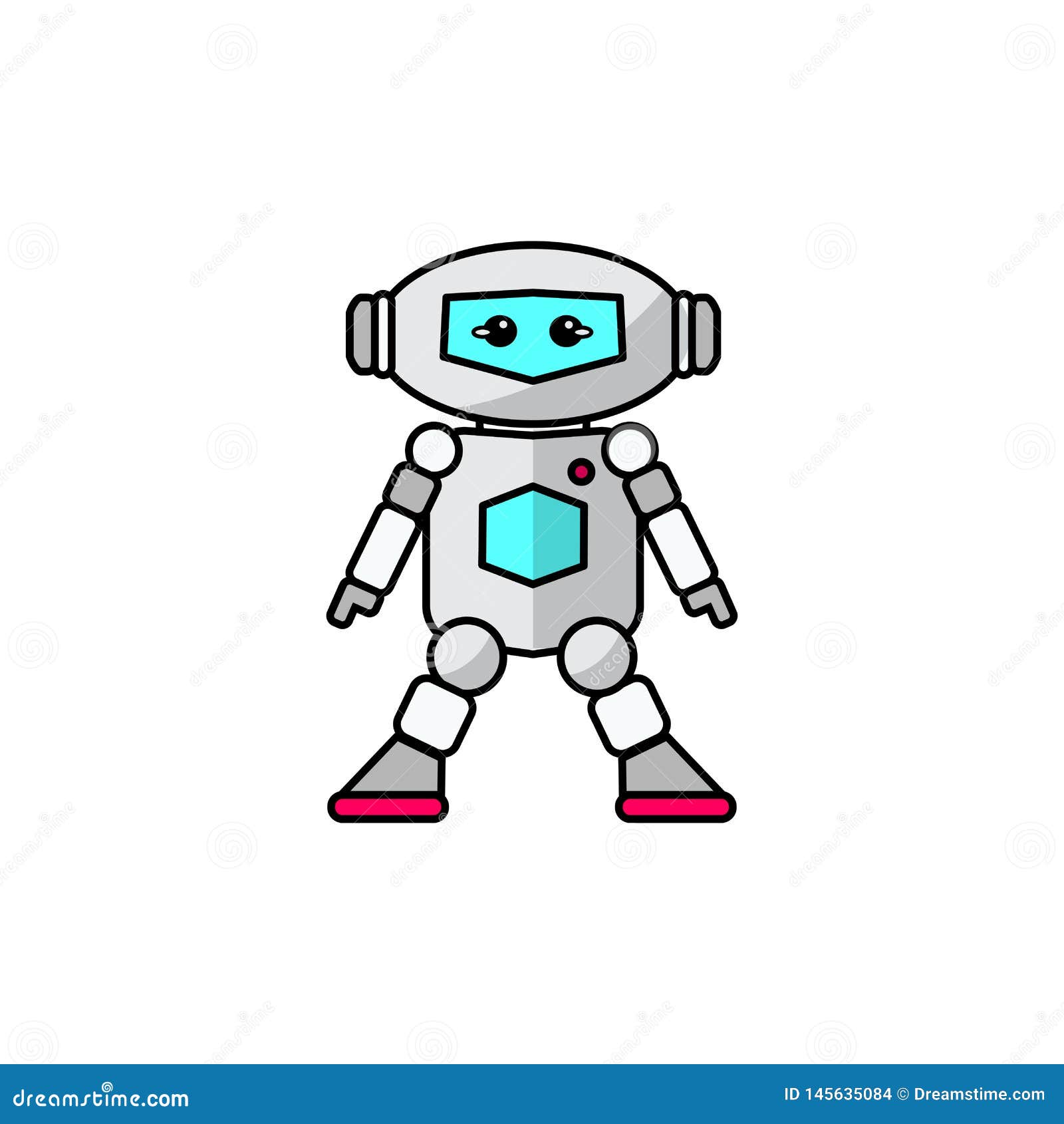 Friendly cartoon robot stock vector. Illustration of eps10 - 145635084