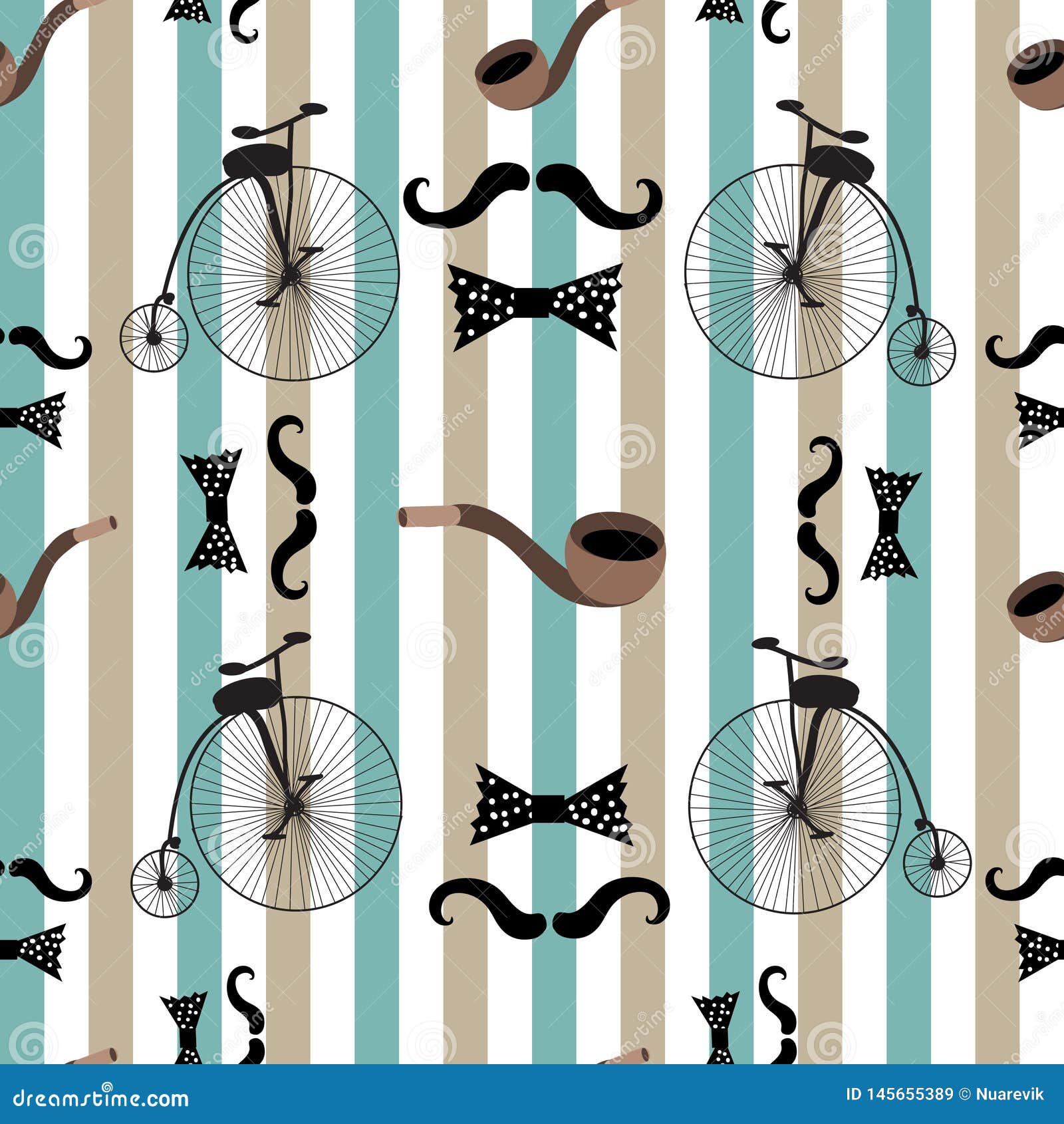 Victorian Style Vintage Retro Hipster Steampunk Design Seamless Pattern ...