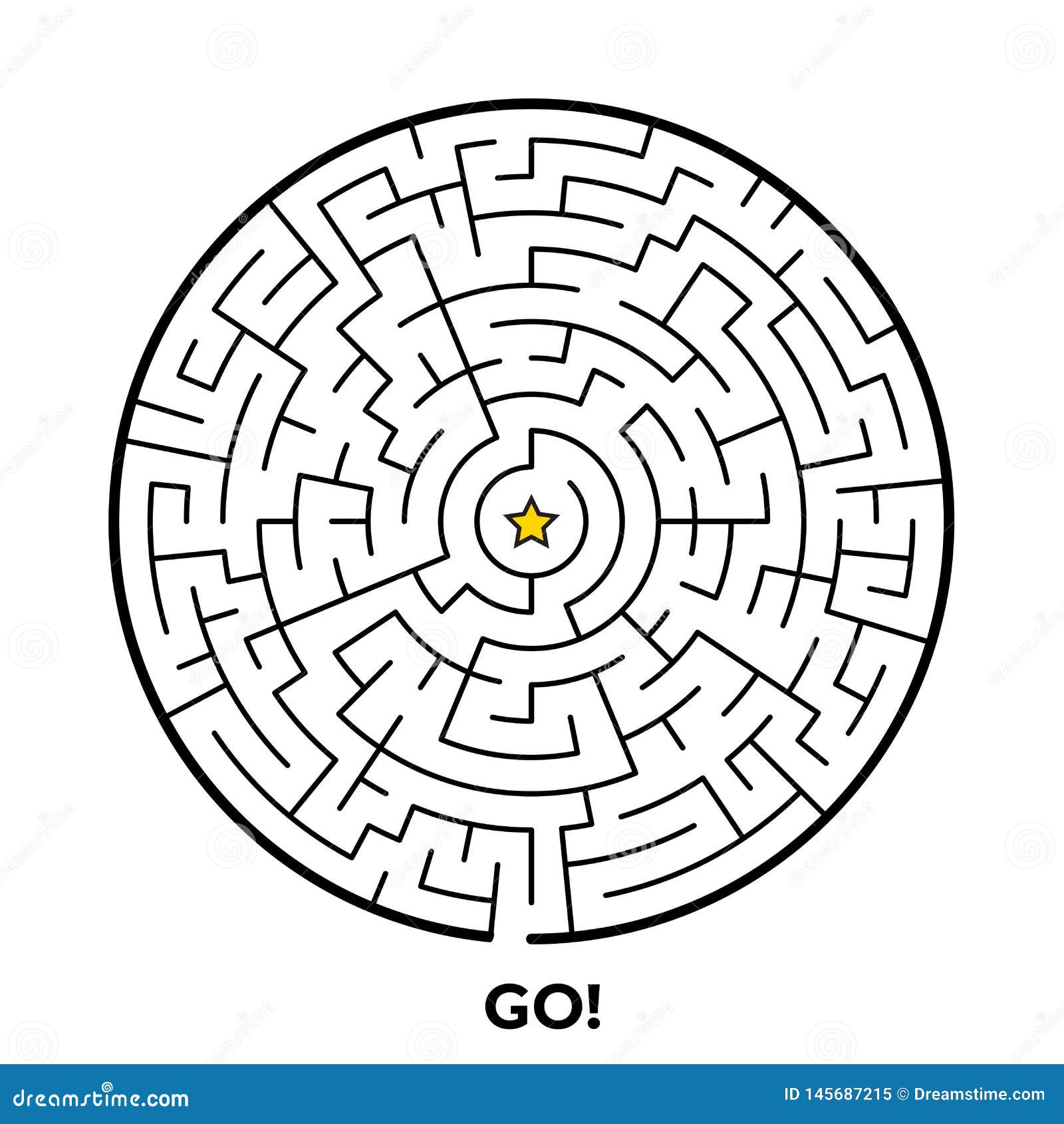 Round maze puzzle stock vector. Illustration of circle - 145687215