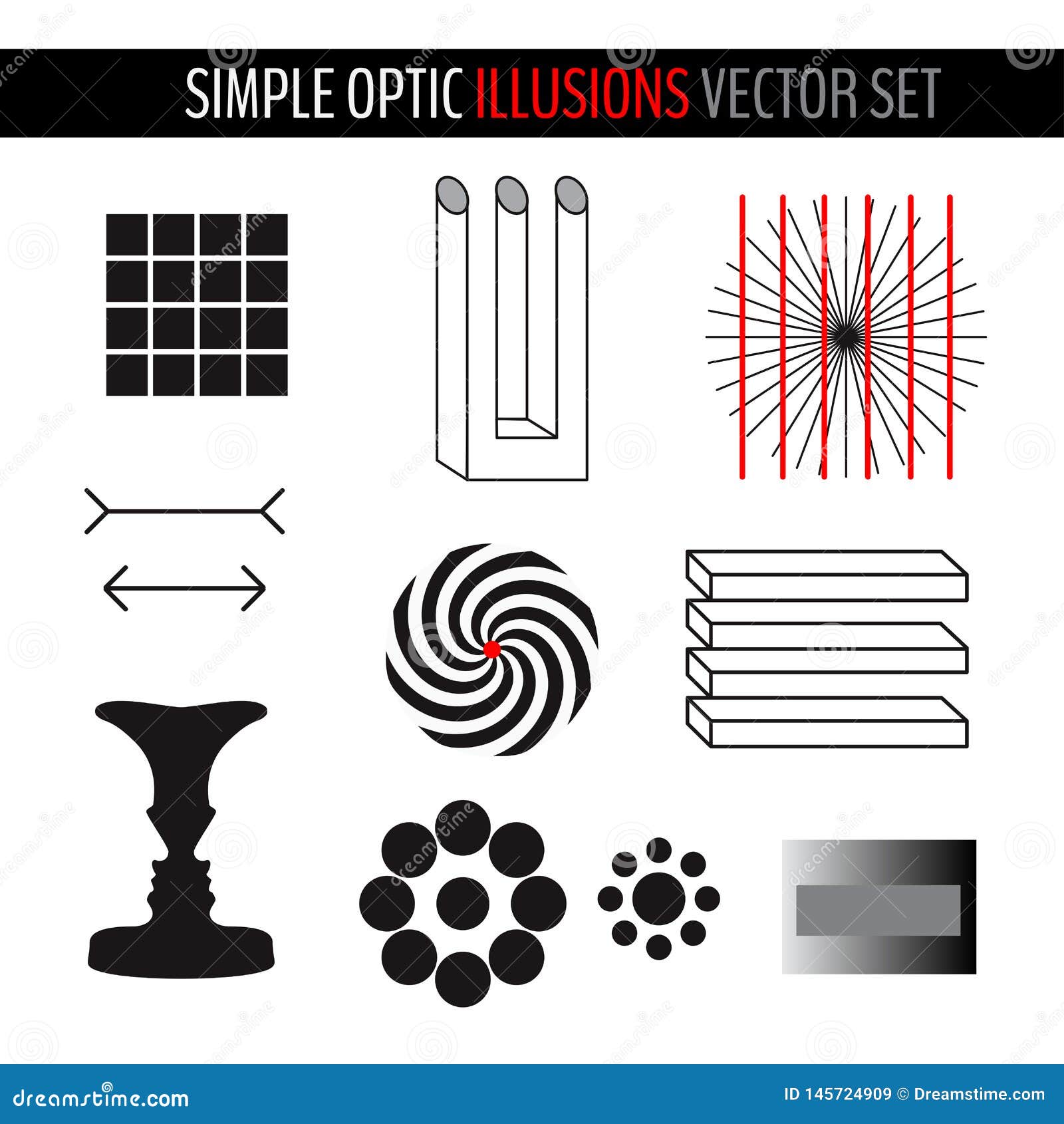Optical illusions stock vector. Illustration of abstract - 145724909