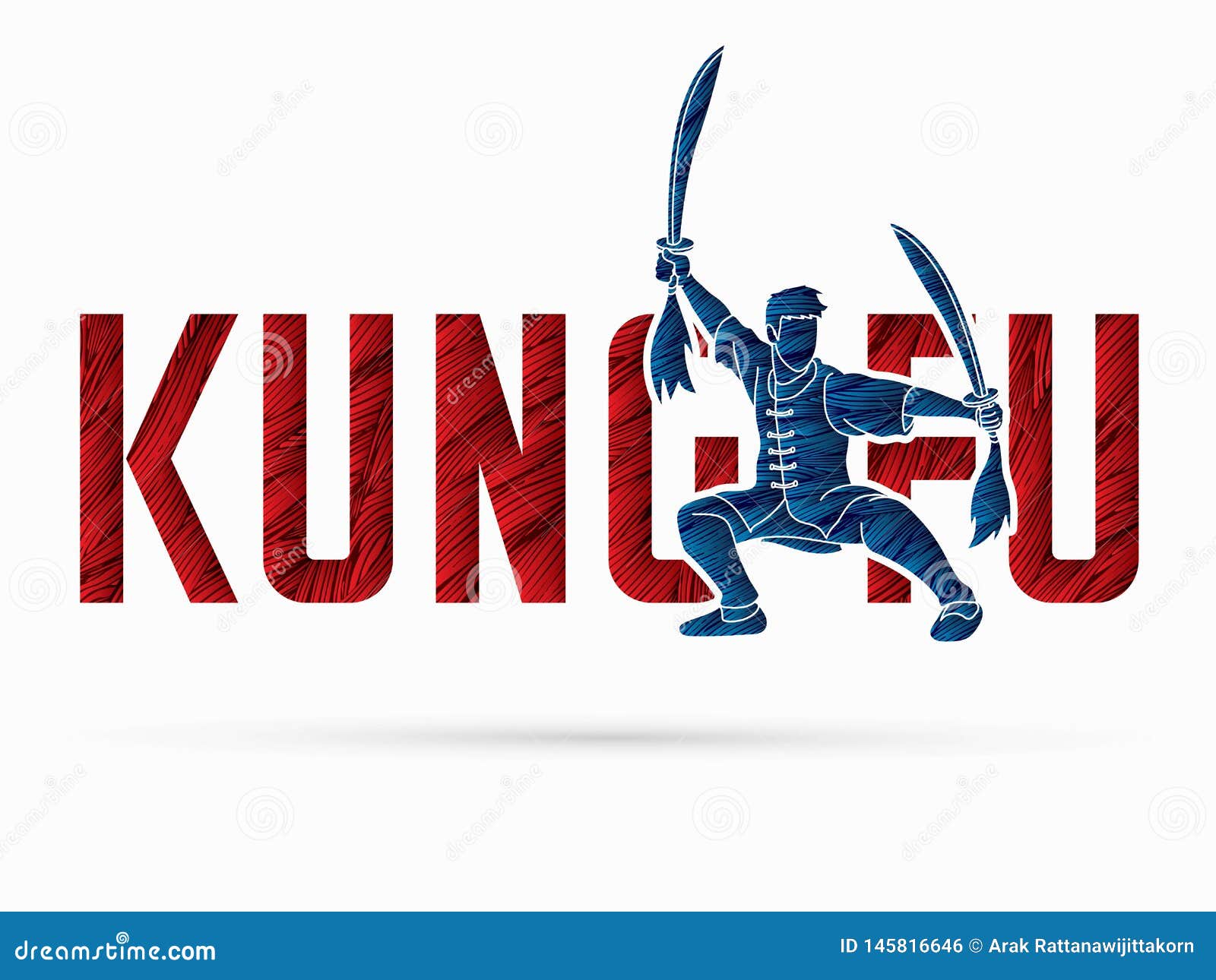 Kung Fu Action Designed with Text , Font Kung Fu Graphic Stock Vector ...