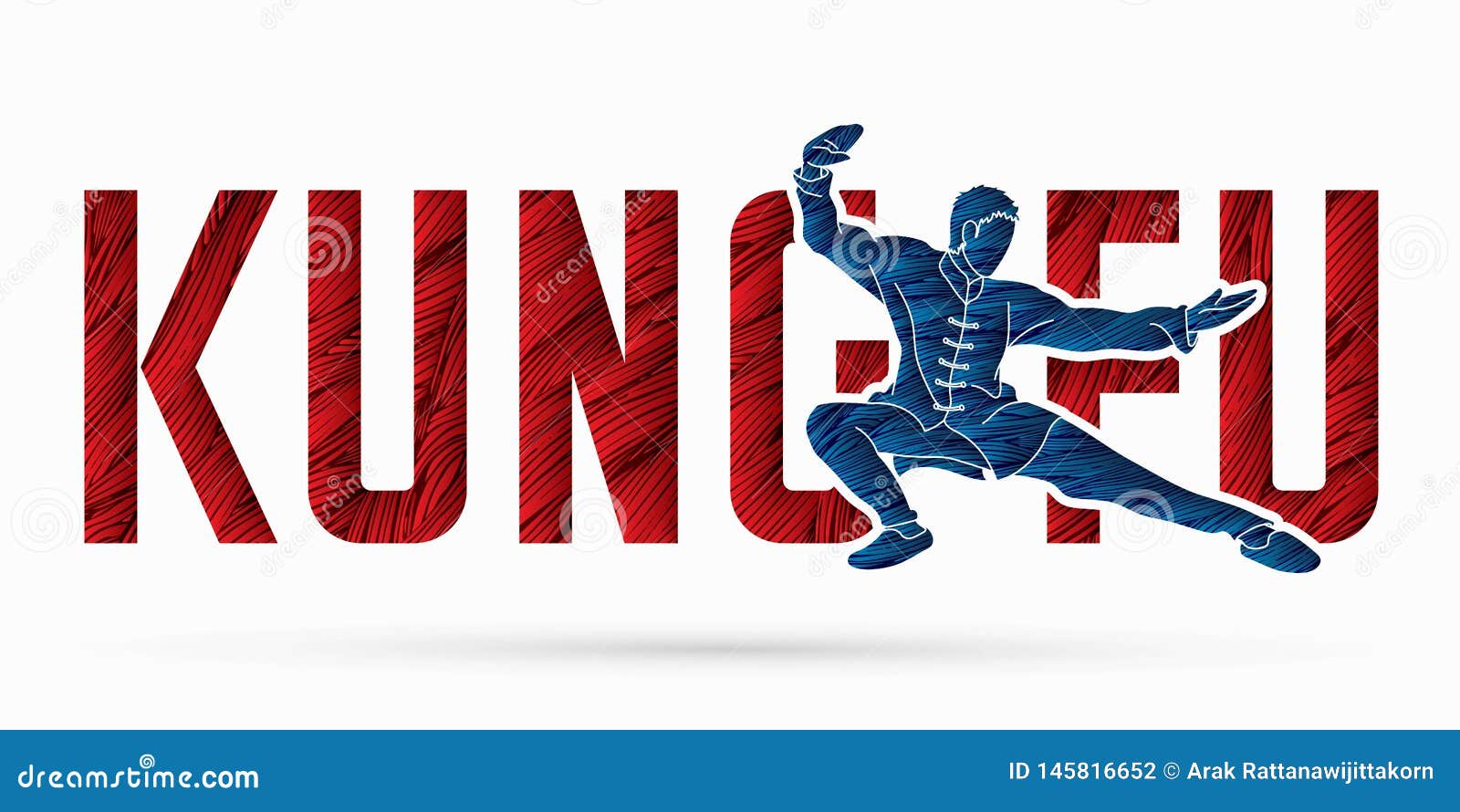 Kung Fu Action Designed with Text , Font Kung Fu Graphic Stock Vector ...